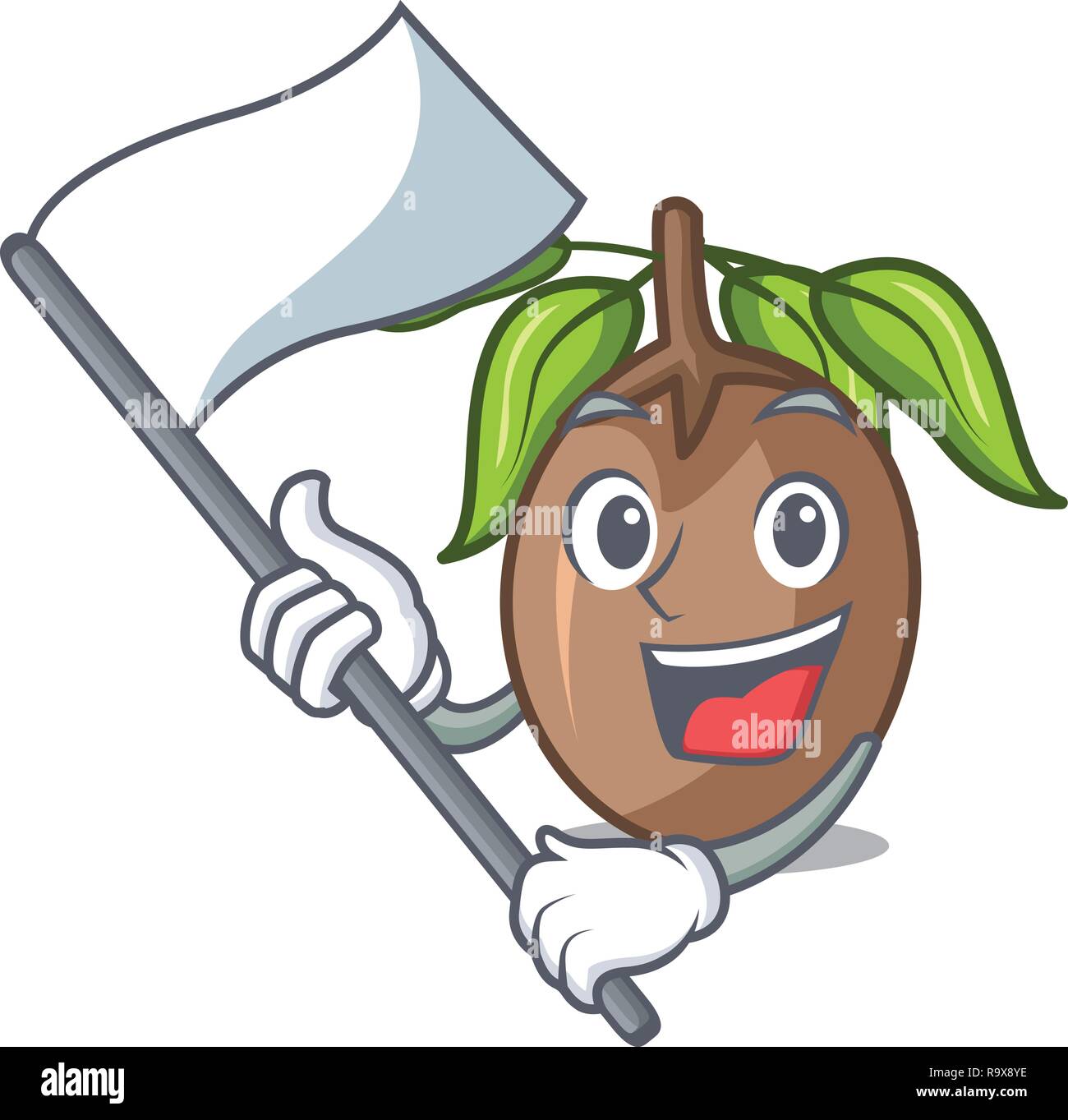 With flag slice sapodilla fruit on shape cartoon Stock Vector Image ...