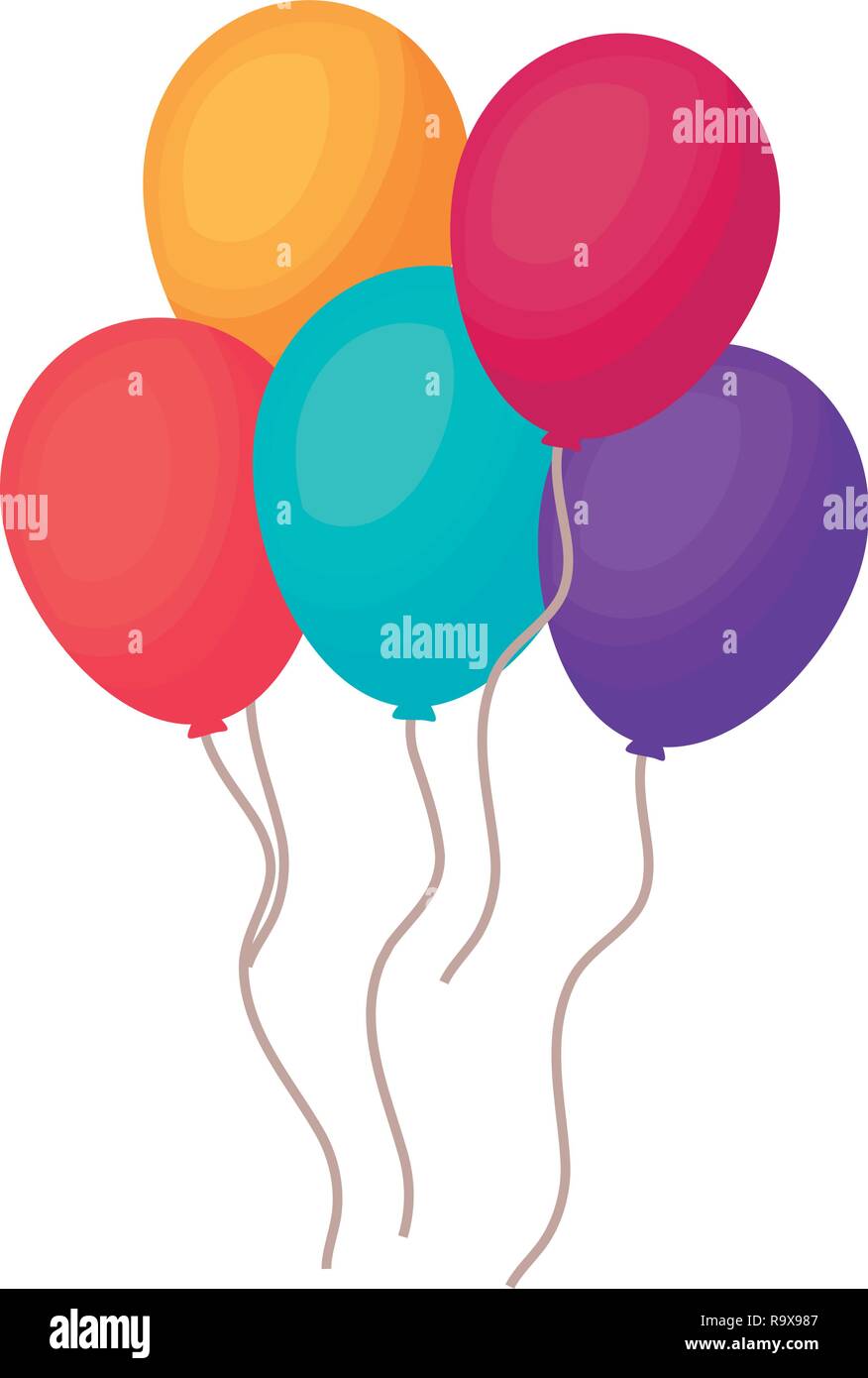 Balloons Helium Floating Icon Vector Illustration Design Stock Vector