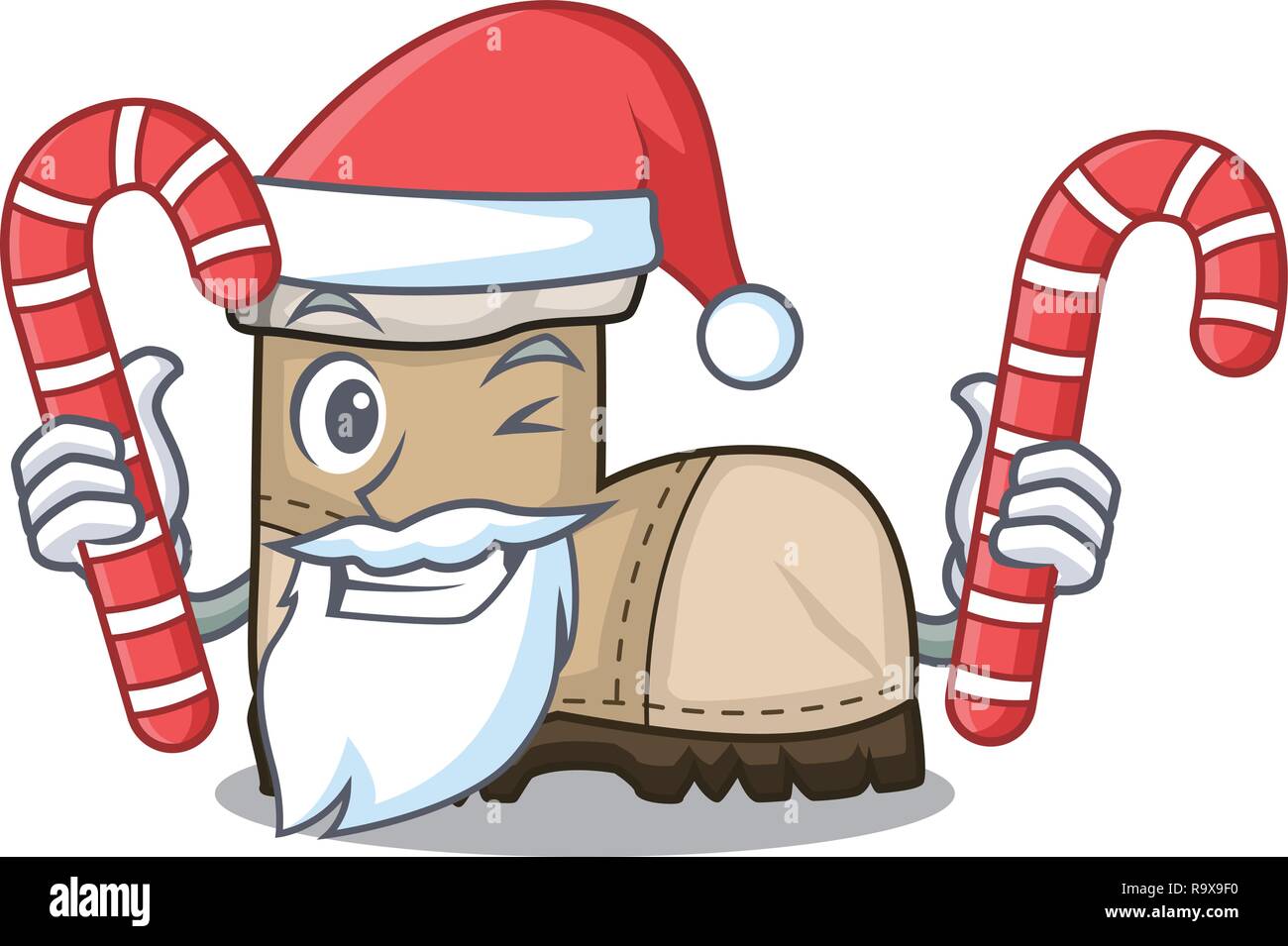 Santa with candy pair working boots in shape cartoon Stock Vector Image ...