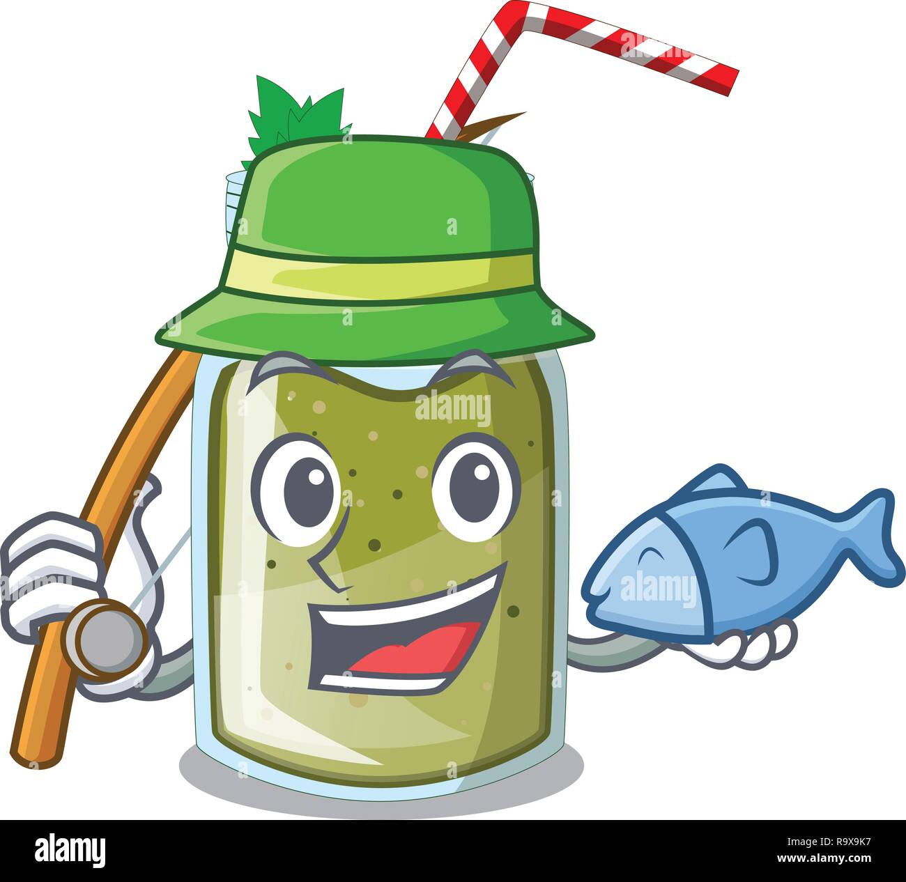 Fishing juice green smoothie on character cup Stock Vector Image & Art ...
