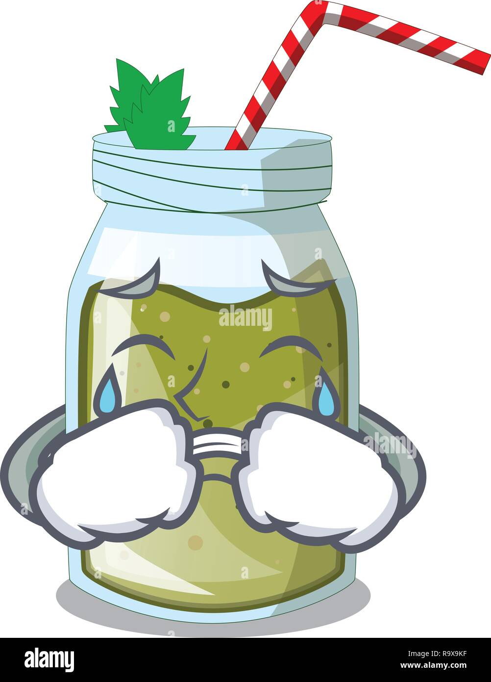 Crying juice green smoothie on character cup Stock Vector Image & Art ...