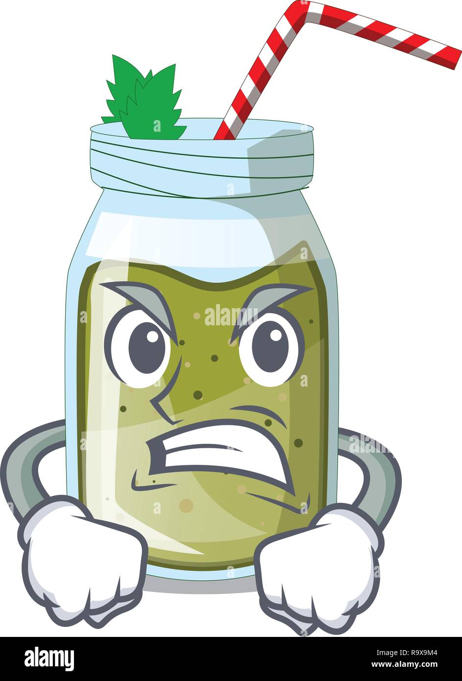 Angry juice green smoothie on character cup Stock Vector Image & Art ...