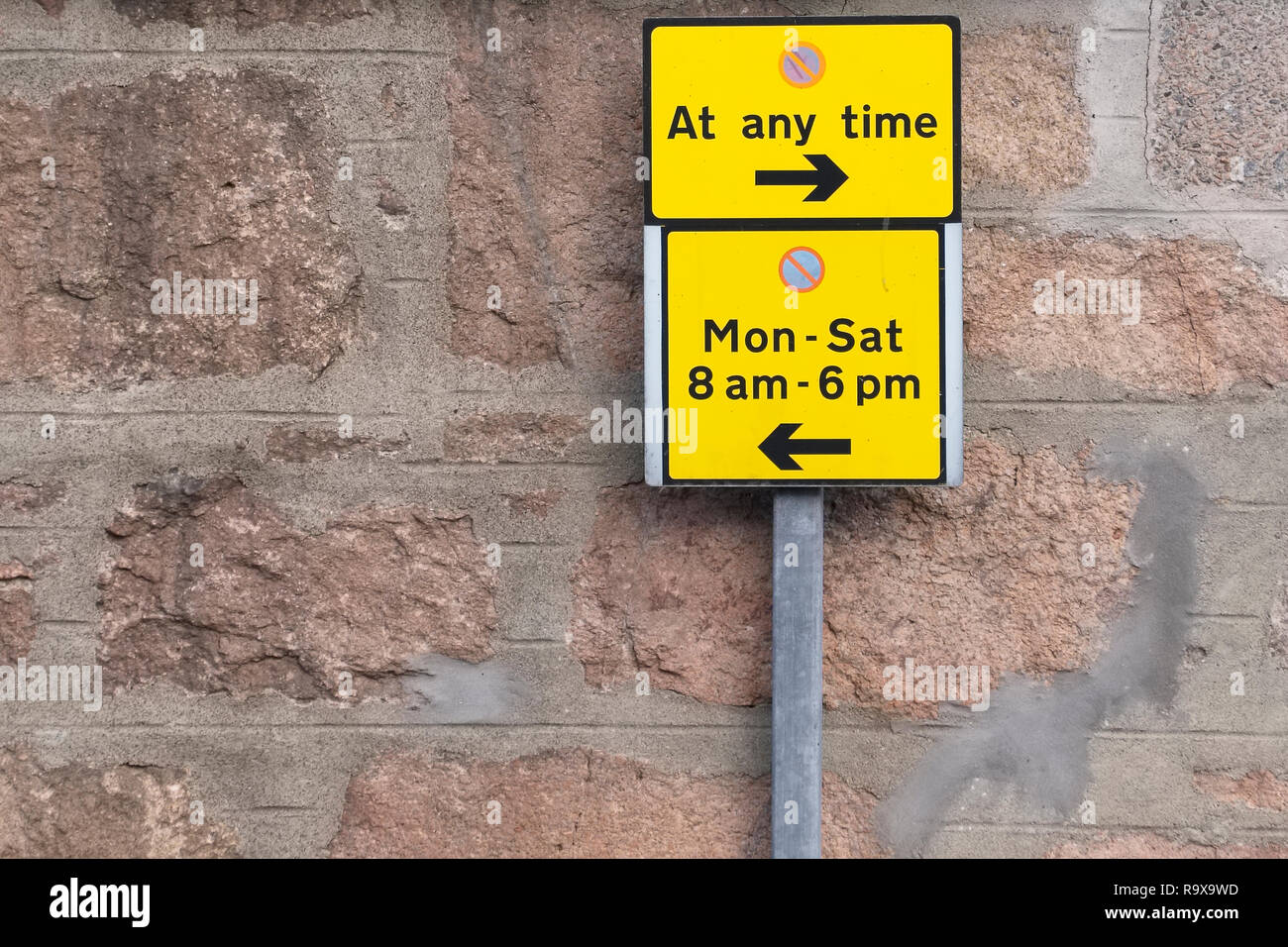 No stopping at any time Monday to Saturday sign for motorists Stock ...
