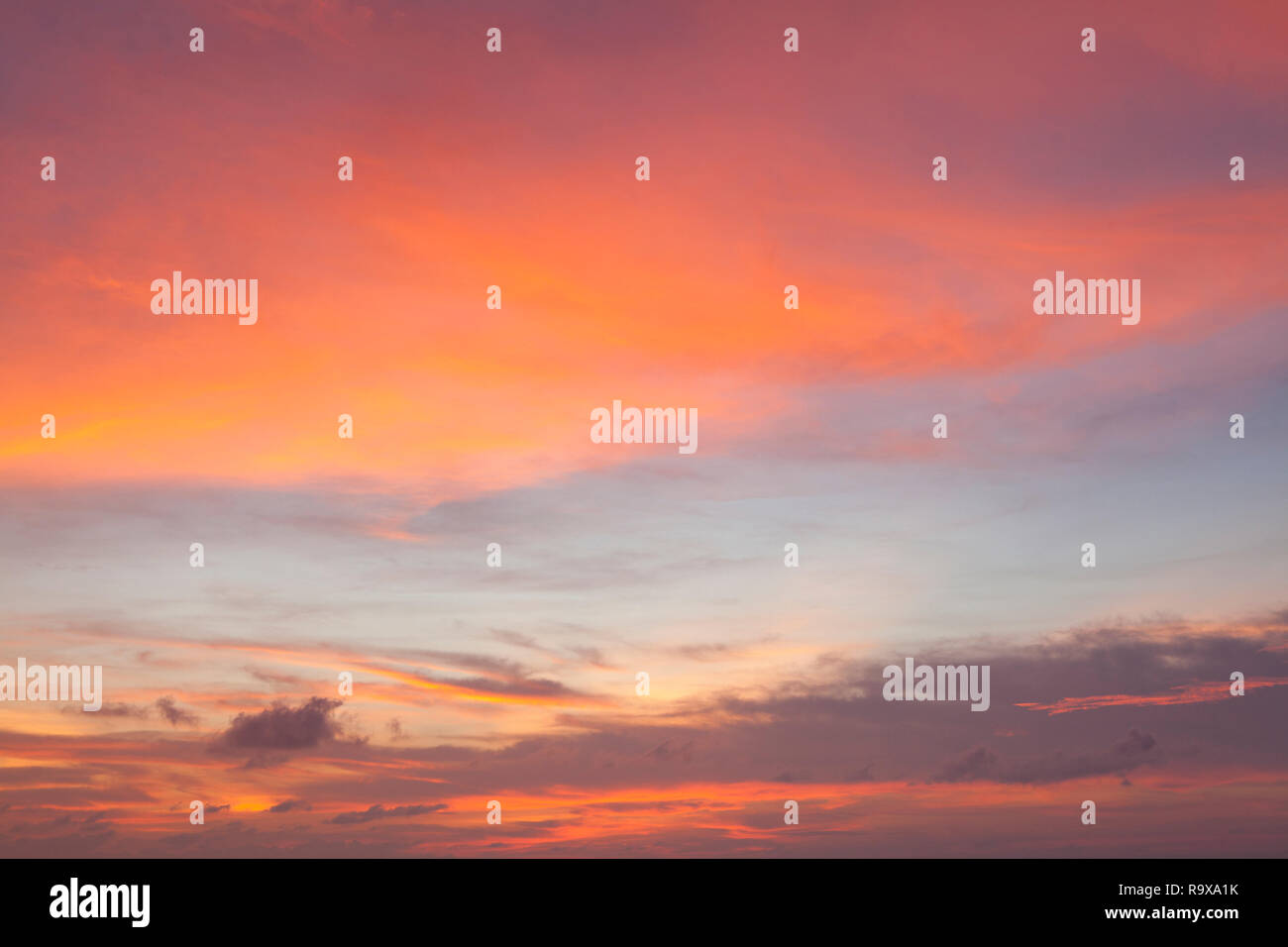 Dramatic sunset cloudy sky with picturesque clouds lit by sunset ...