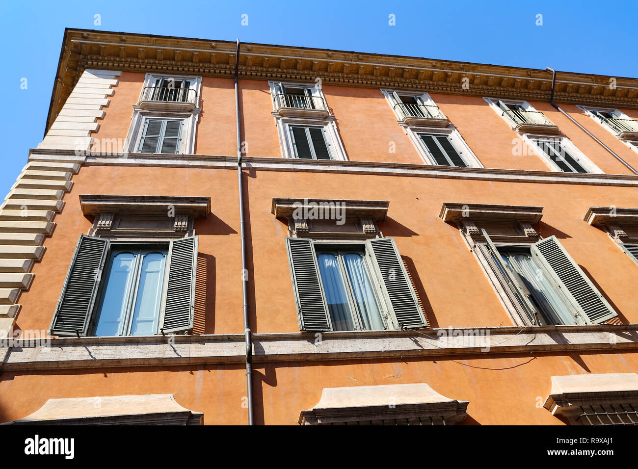 Facade of a Building in Rome City, Italy Stock Photo - Alamy