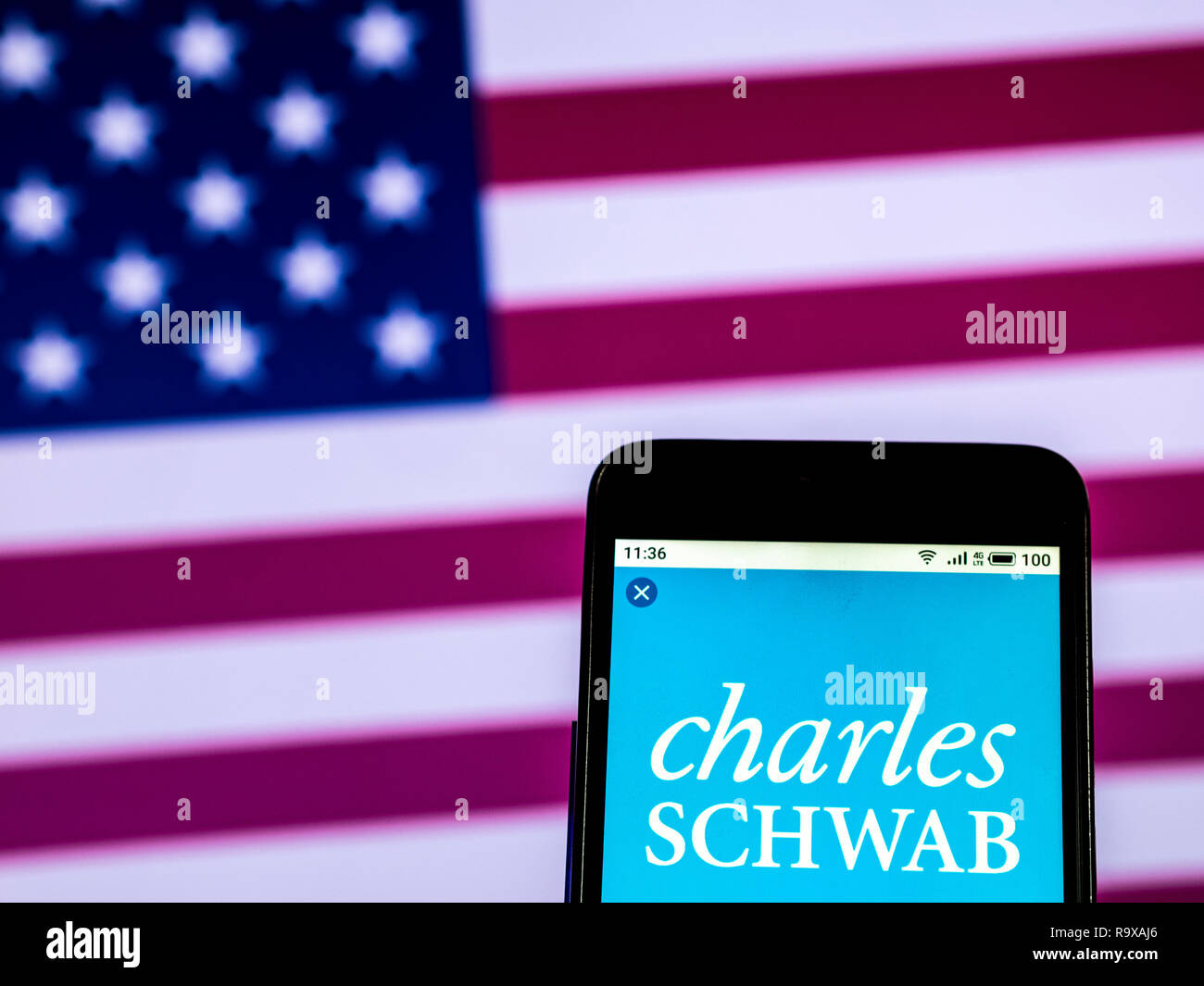 Charles Schwab Corporation Financial services company logo seen ...