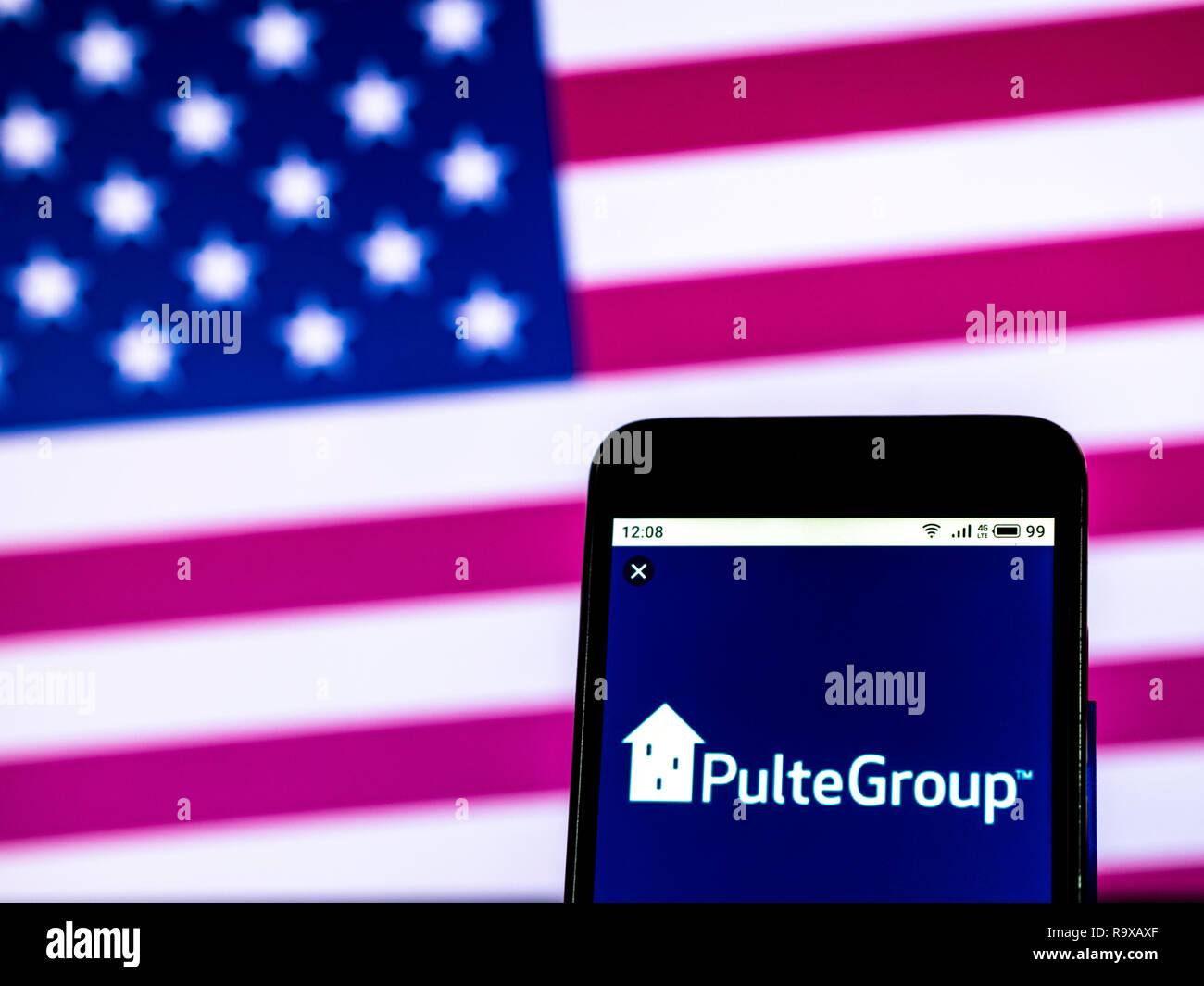 PulteGroup Home construction company logo seen displayed on smart phone ...