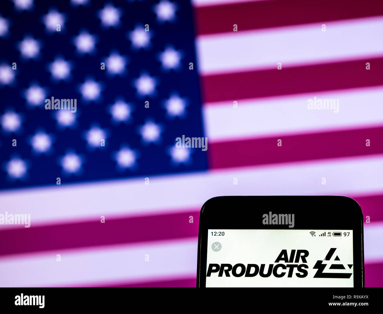 Air Products & Chemicals, Chemical industry company logo seen displayed ...