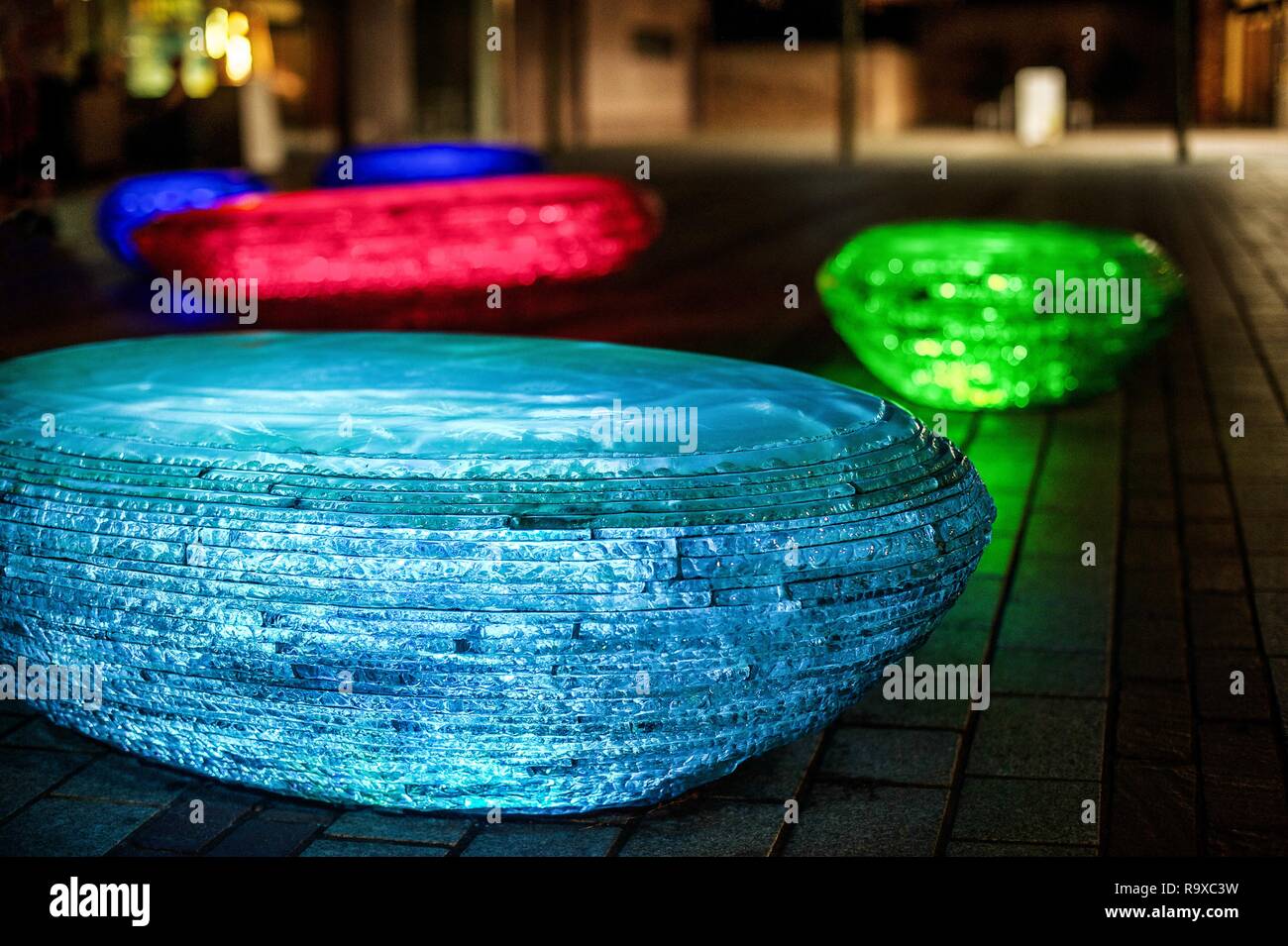Jeff Bell’s collection of glass ‘pebble seats’ By night special ...