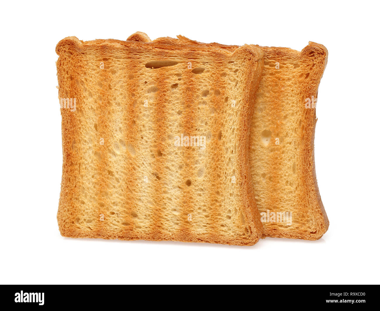 Toasted bread slices isolated on white background. Studio shot Stock ...