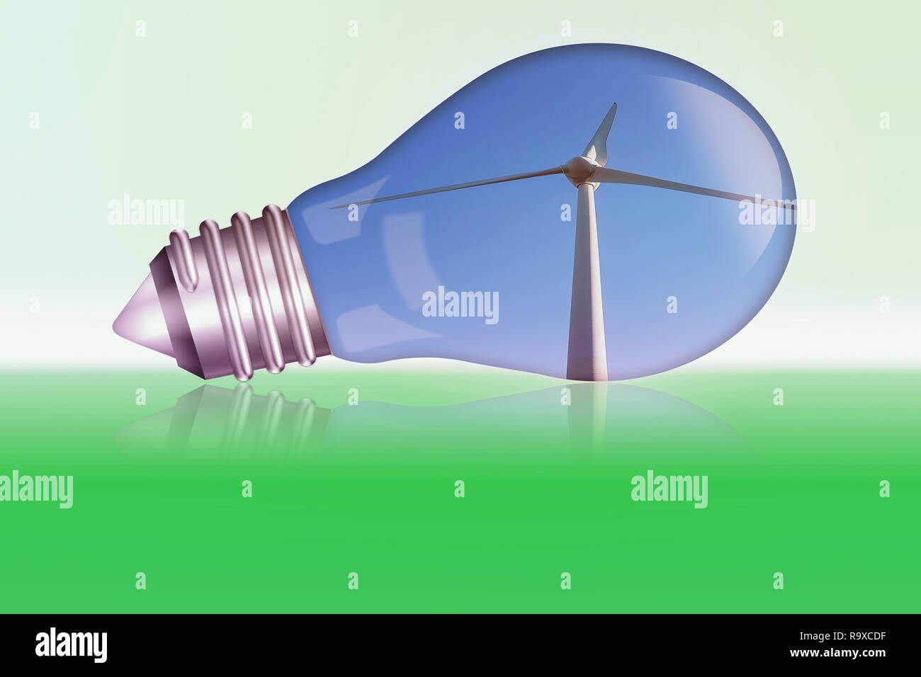 Wind turbine light bulb illustration hi-res stock photography and ...