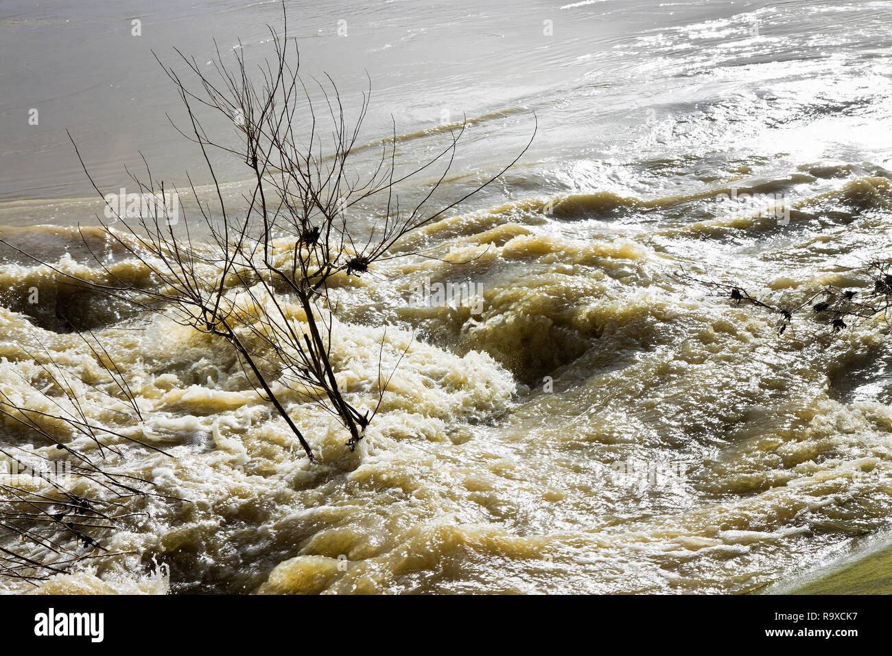 Raging waters and murky - Flooding after several days of torrential ...