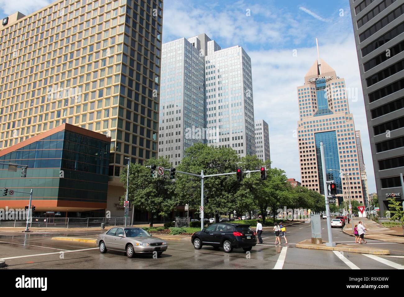 PITTSBURGH, USA - JUNE 30, 2013: Street level view of Pittsburgh. It is ...
