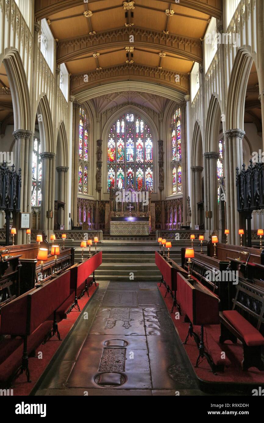 LEEDS, UK - JULY 11, 2016: Interior view of Leeds Minster, or the ...