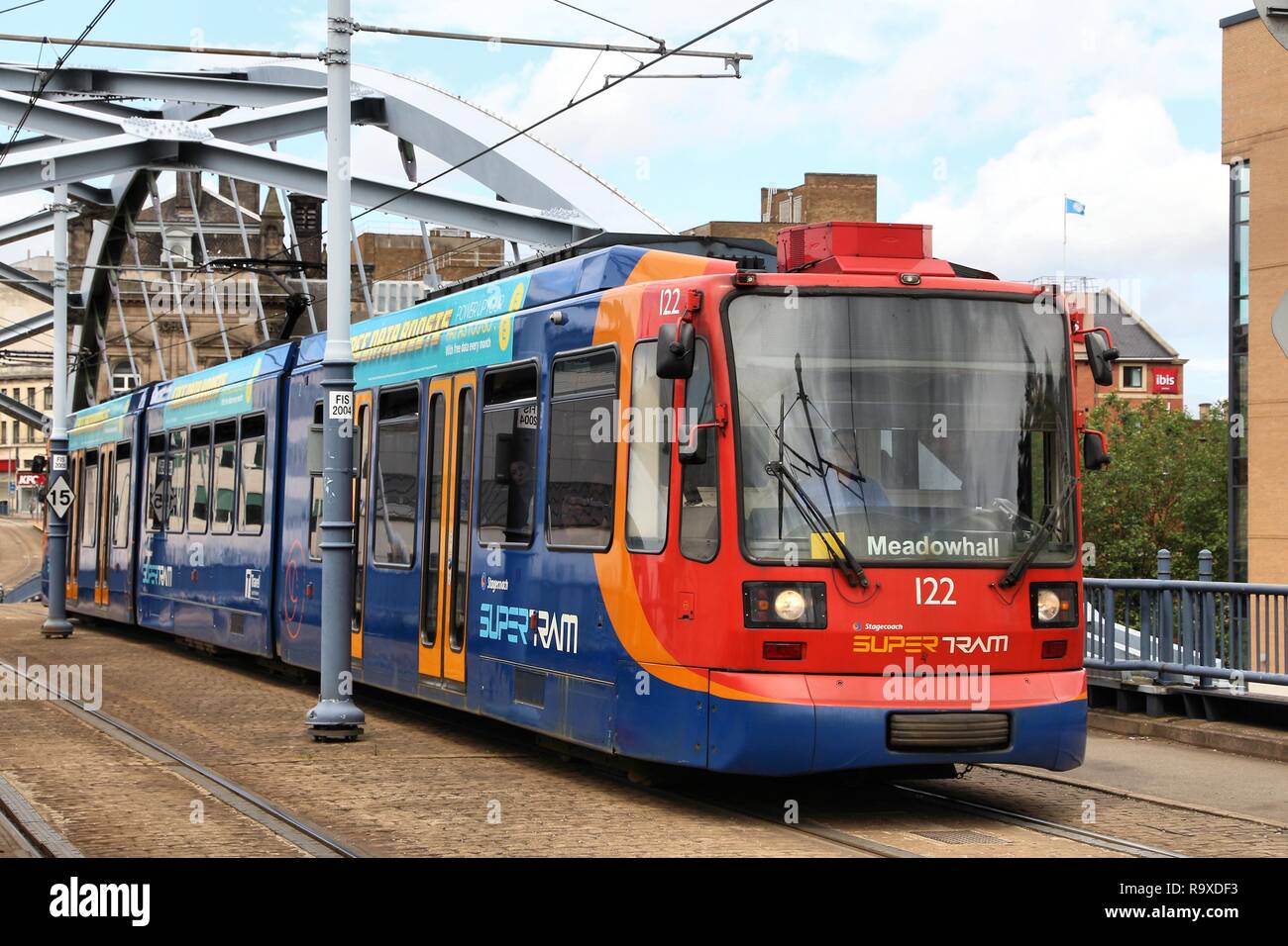 SHEFFIELD, UK - JULY 10, 2016: People ride Stagecoach Supertram in ...