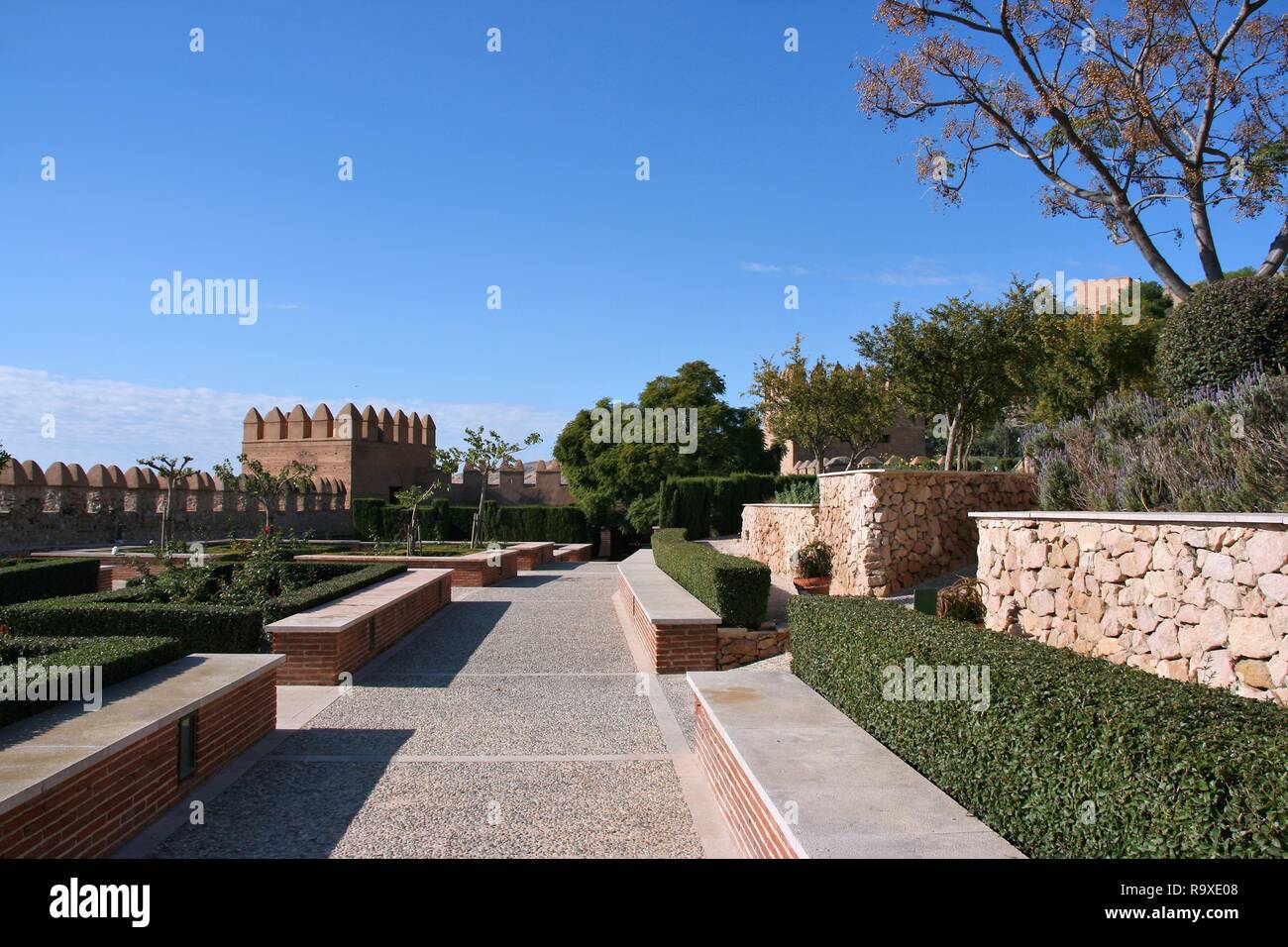 Alcazaba - fortified Moorish castle on a hill in Almeria, Andalusia ...