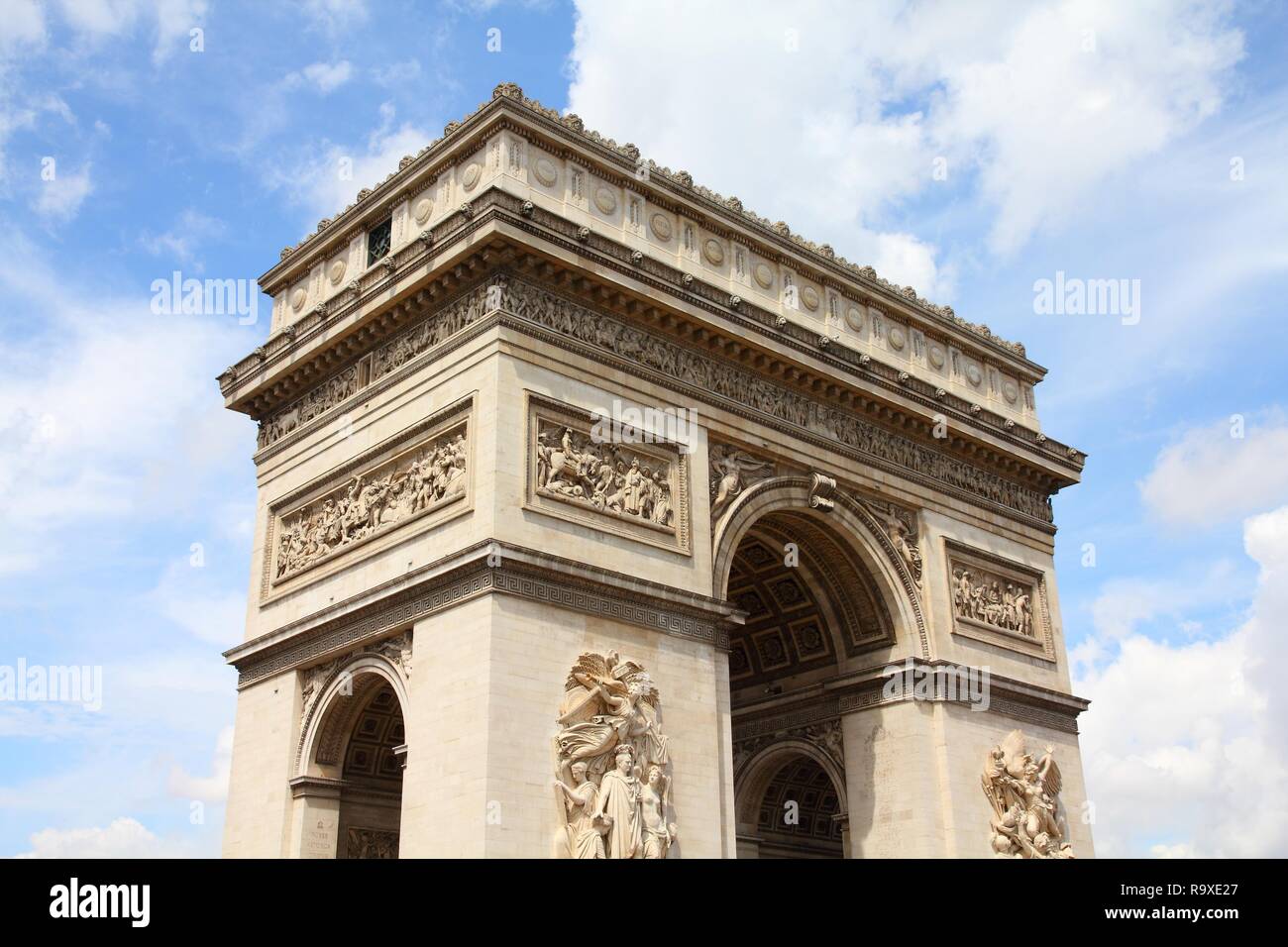Paris, France - famous Triumphal Arch located at the end of Champs ...
