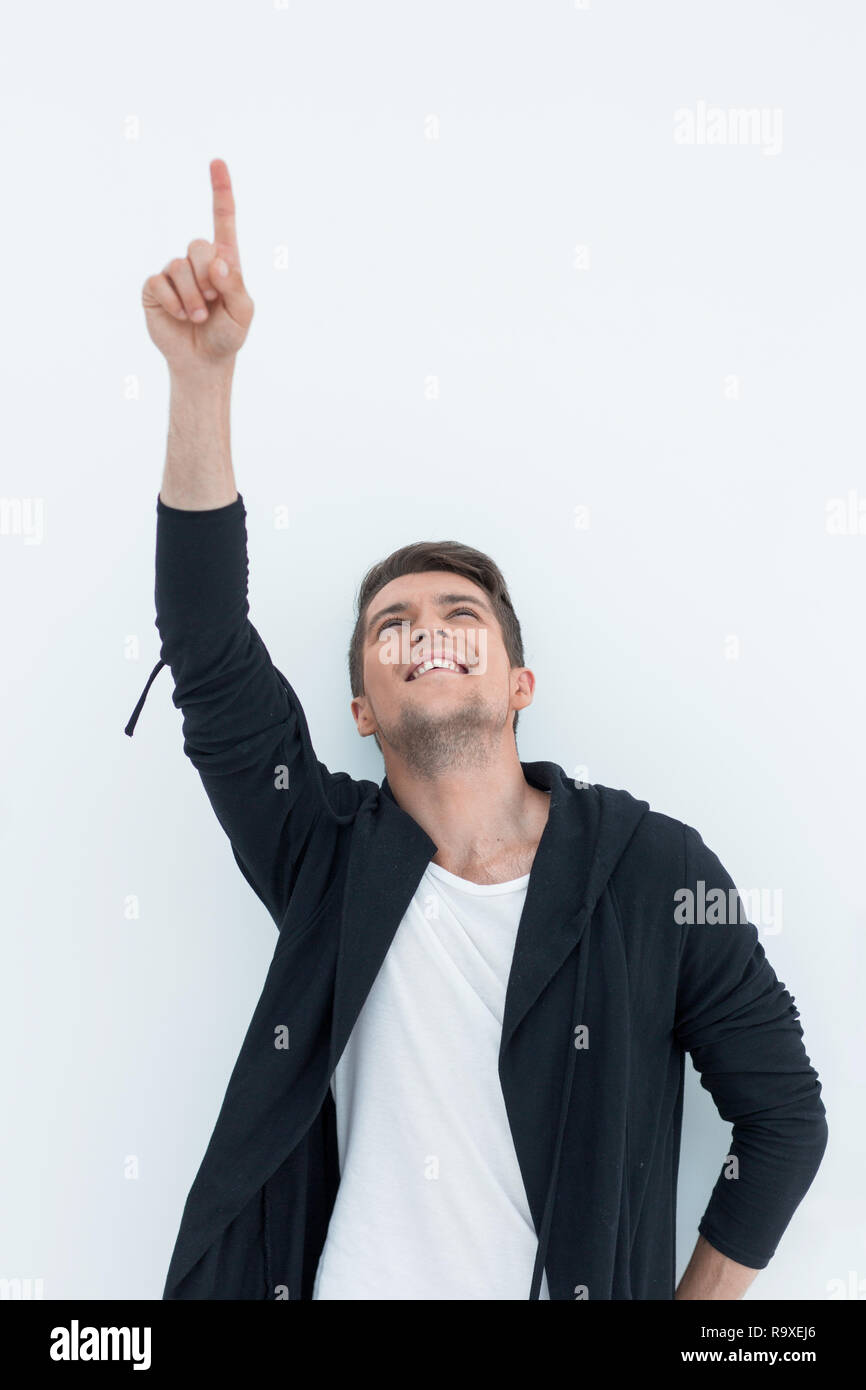 Guy pointing up hi-res stock photography and images - Alamy