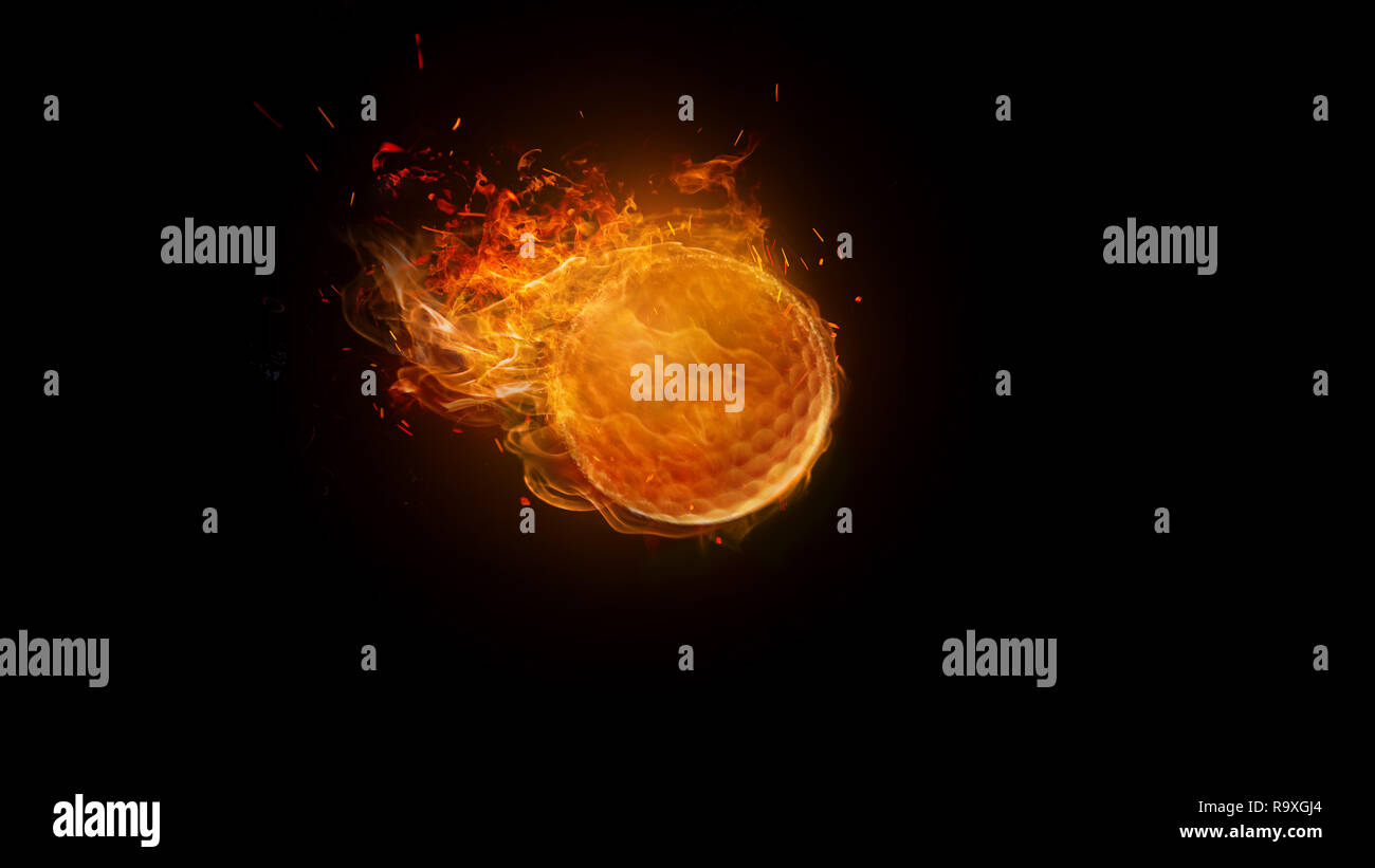 Golf ball on Fire Burning, motion Blur. sport, game, speed concept ...