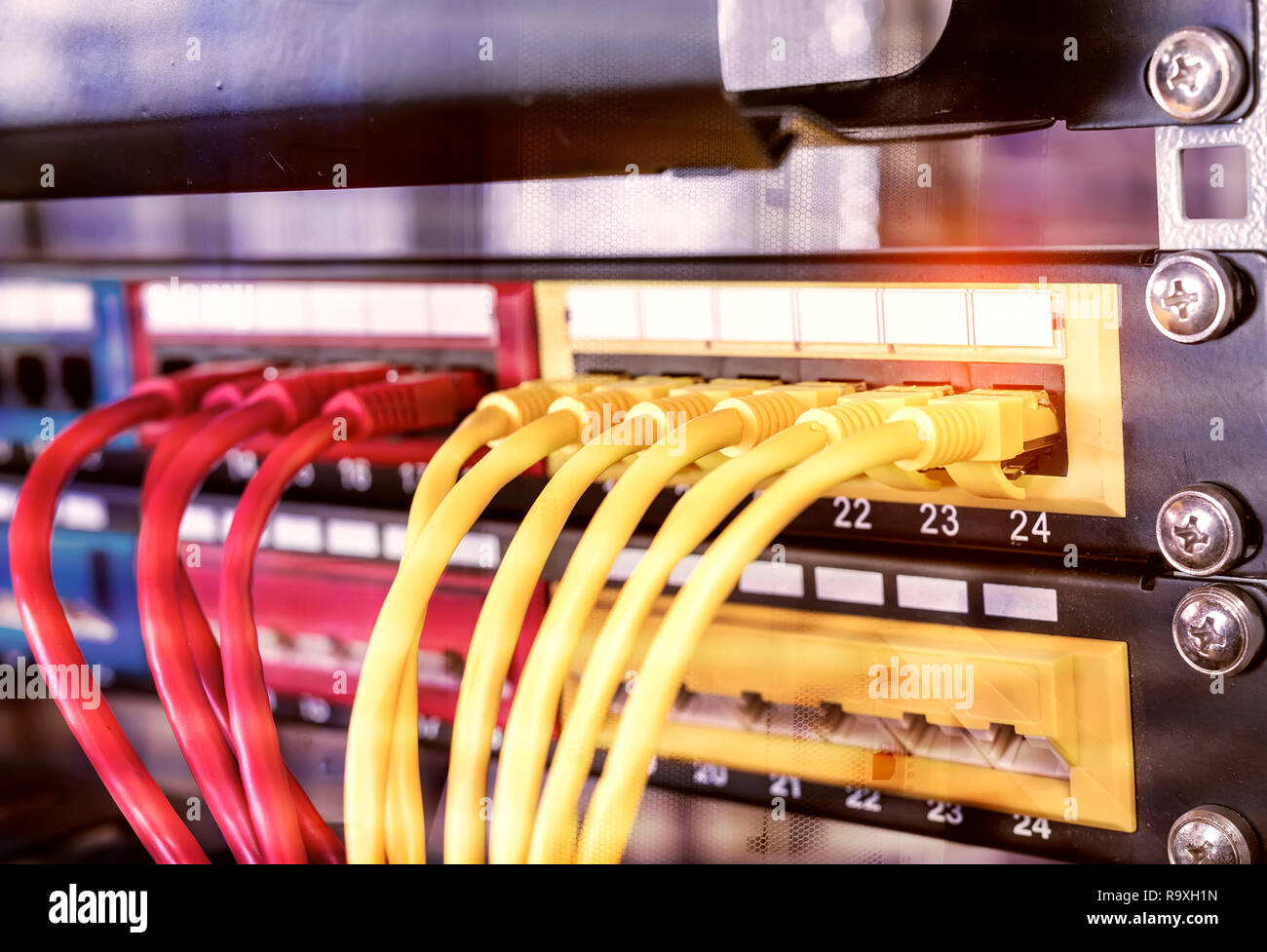 ethernet cable on network switches background Stock Photo - Alamy