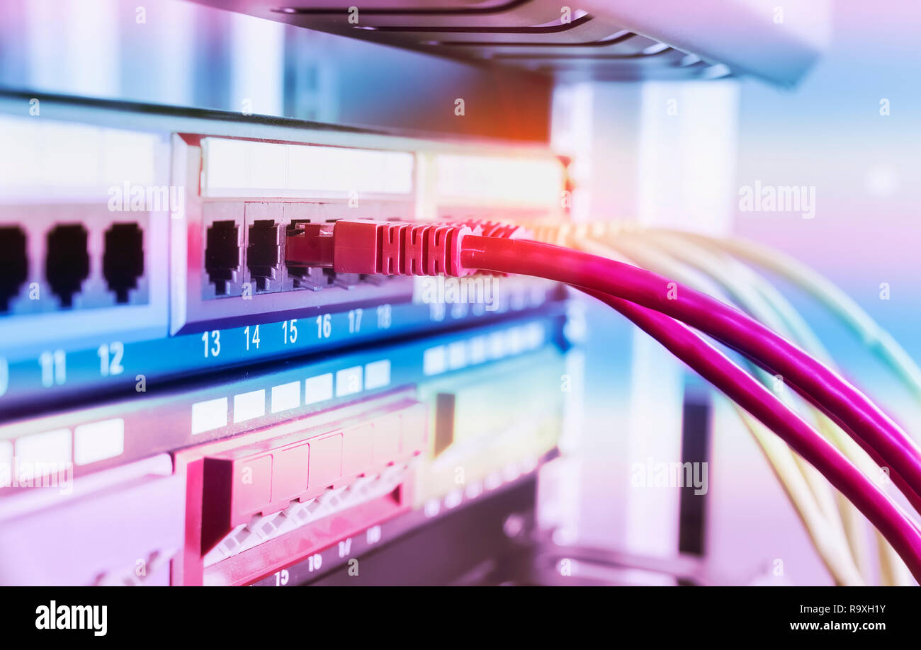 ethernet cable on network switches background Stock Photo - Alamy
