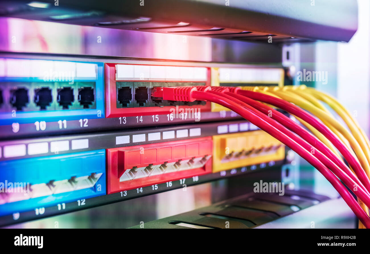 ethernet cable on network switches background Stock Photo - Alamy