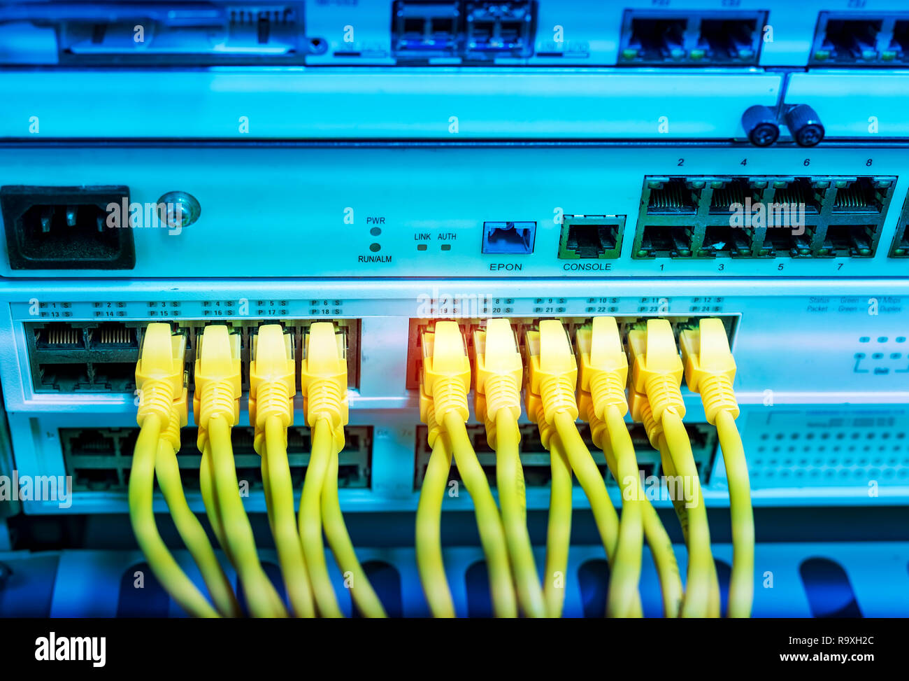 ethernet cable on network switches background Stock Photo - Alamy