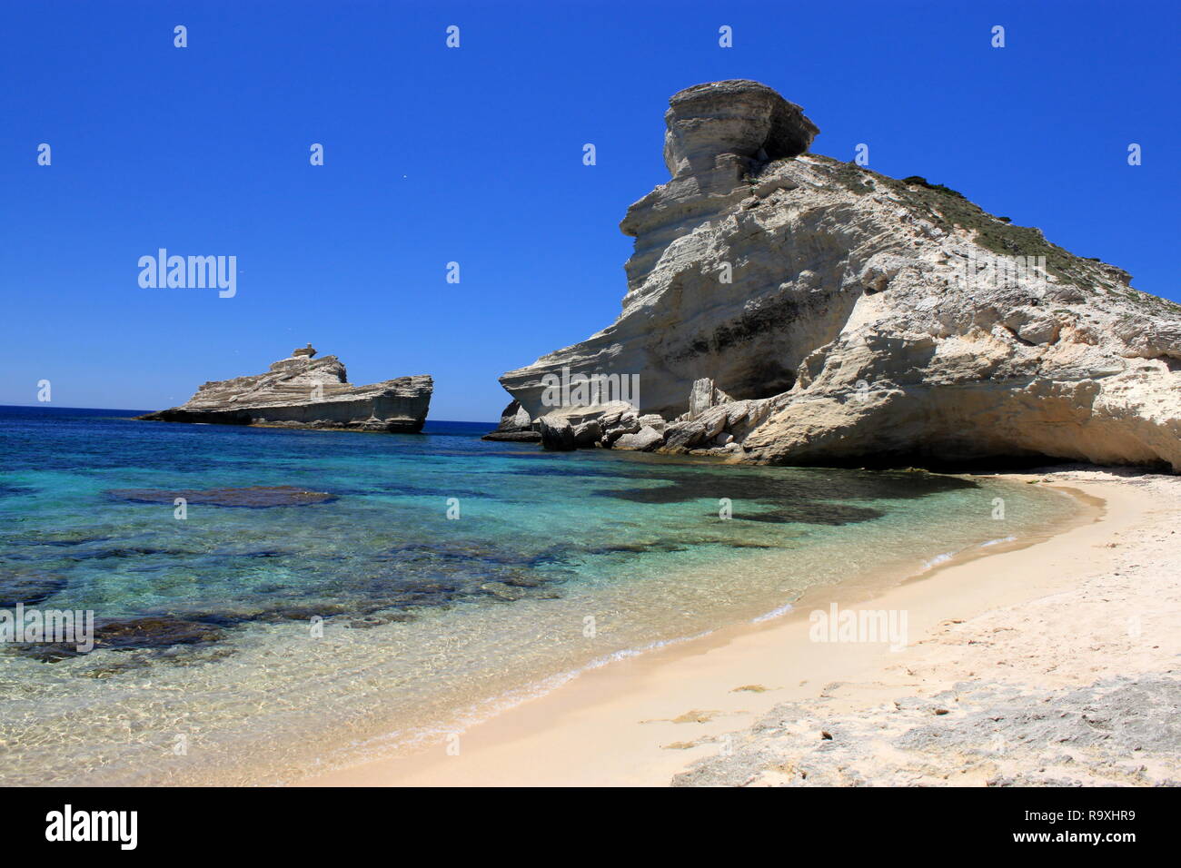 St. Anthony beach in Bonifacio Nature Reserve, Corsica, France Stock ...