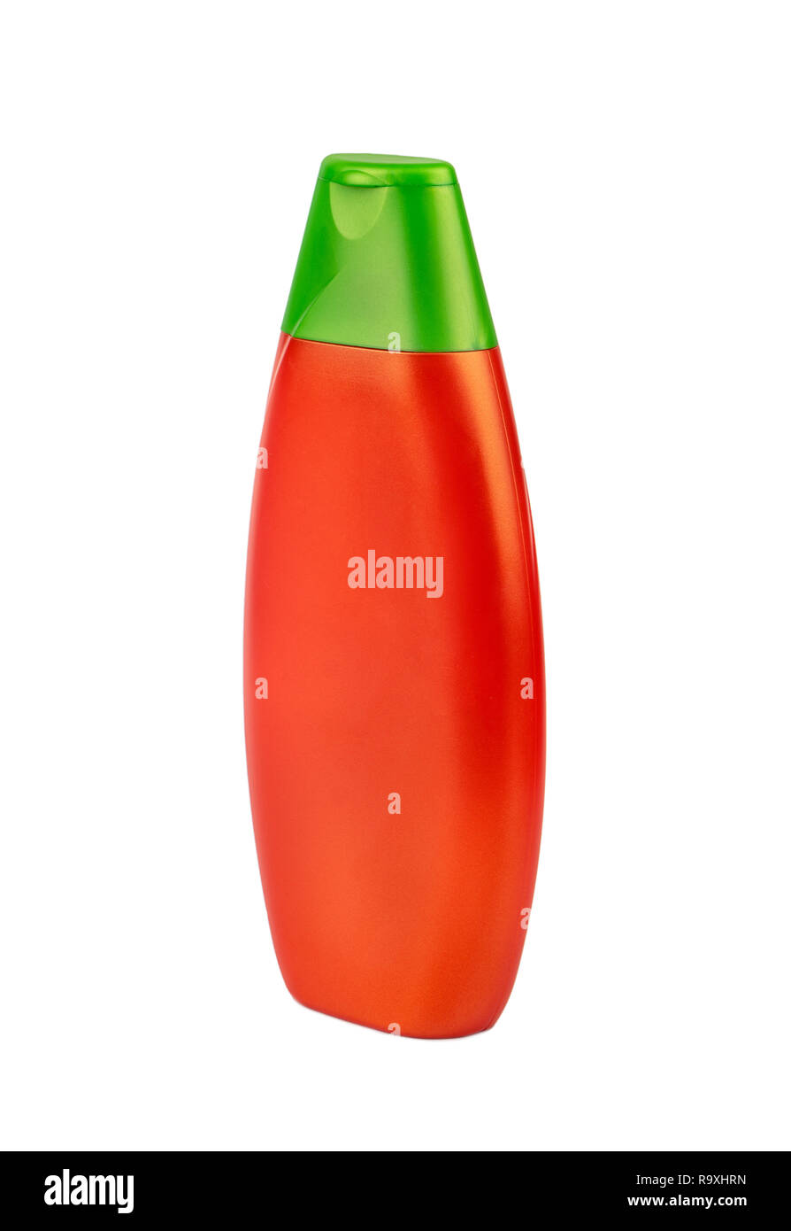 Orange plastic shampoo bottle isolated on white background Stock Photo ...