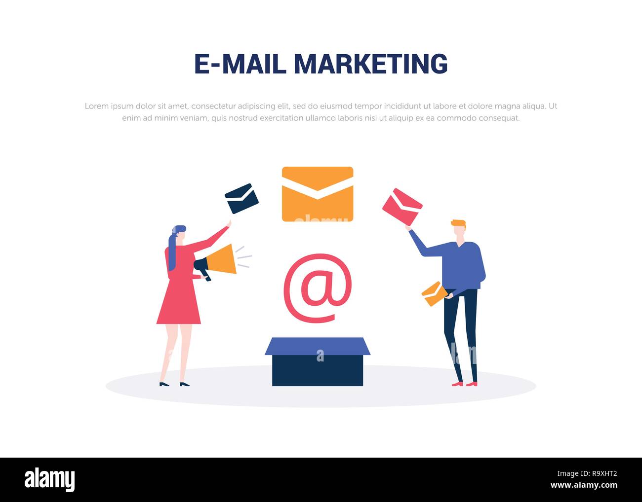 Email marketing - flat design style colorful web banner on white ...