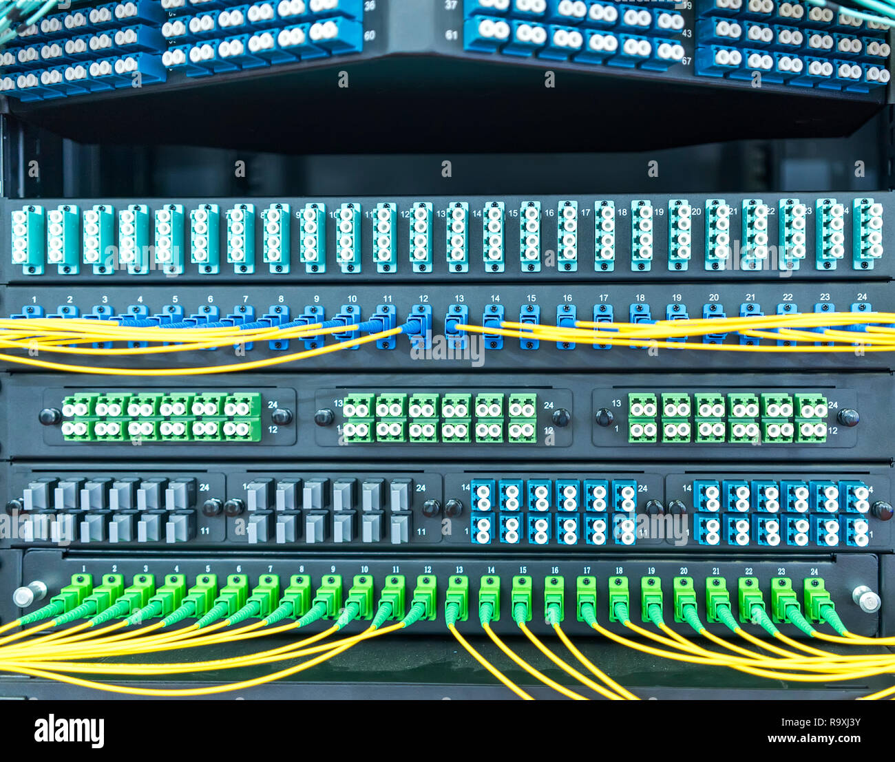 Fiber optic cablel connect to communication Distribution point Stock ...