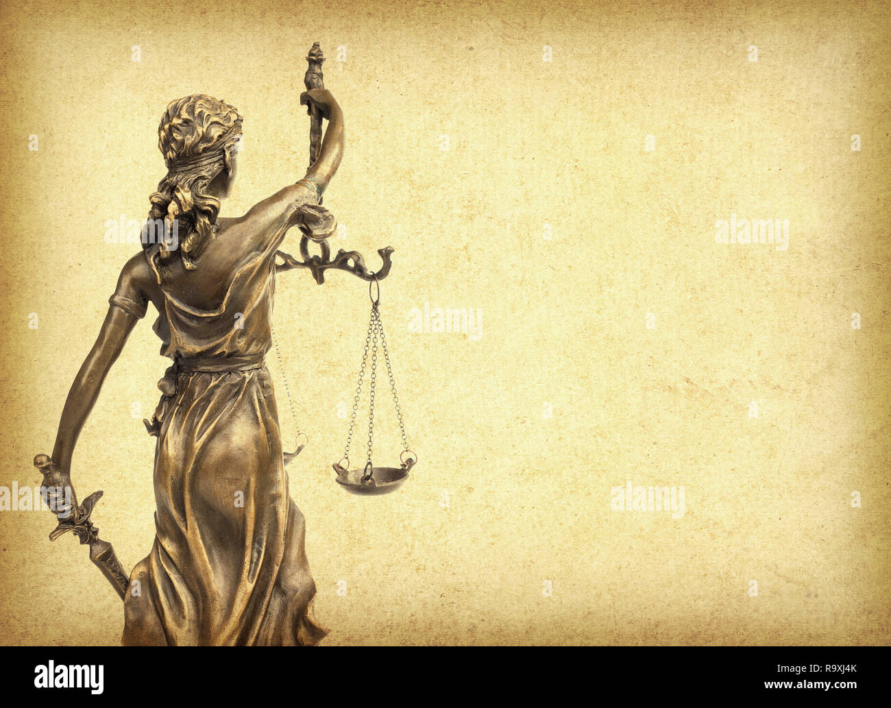 Statue of justice on old paper background, law concept Stock Photo - Alamy