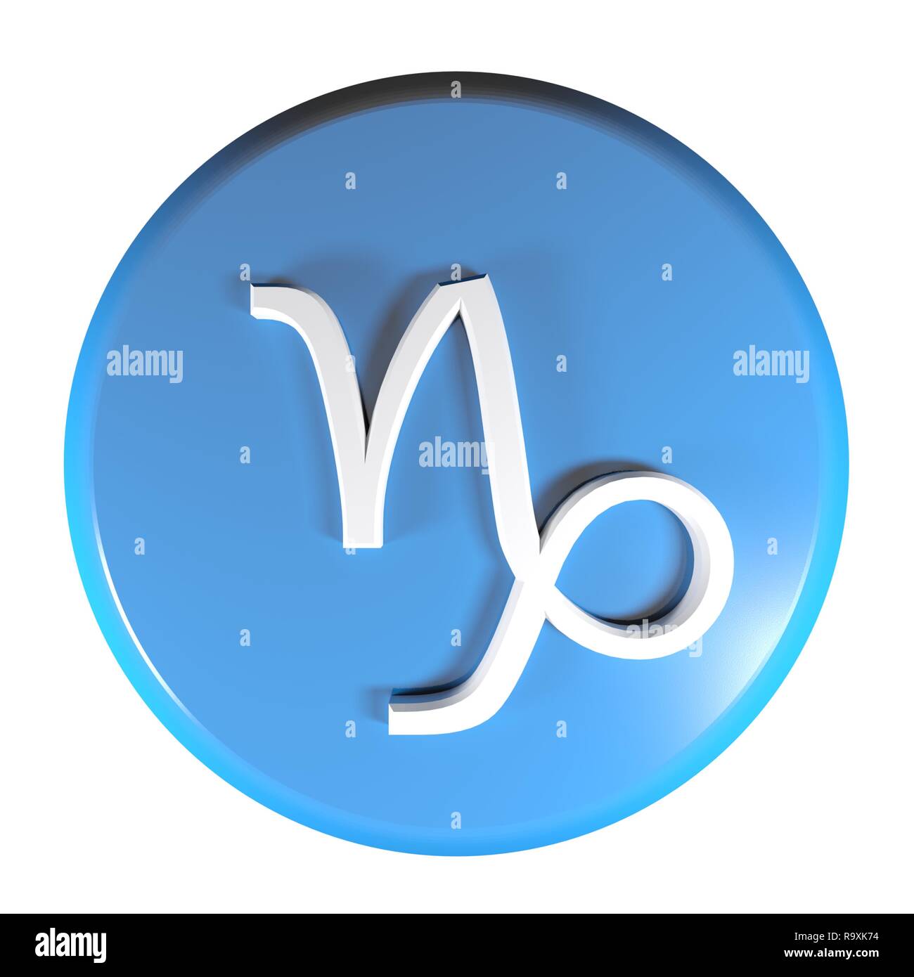 ZODIAC CAPRICORN ICON red circle push button - 3D rendering ...