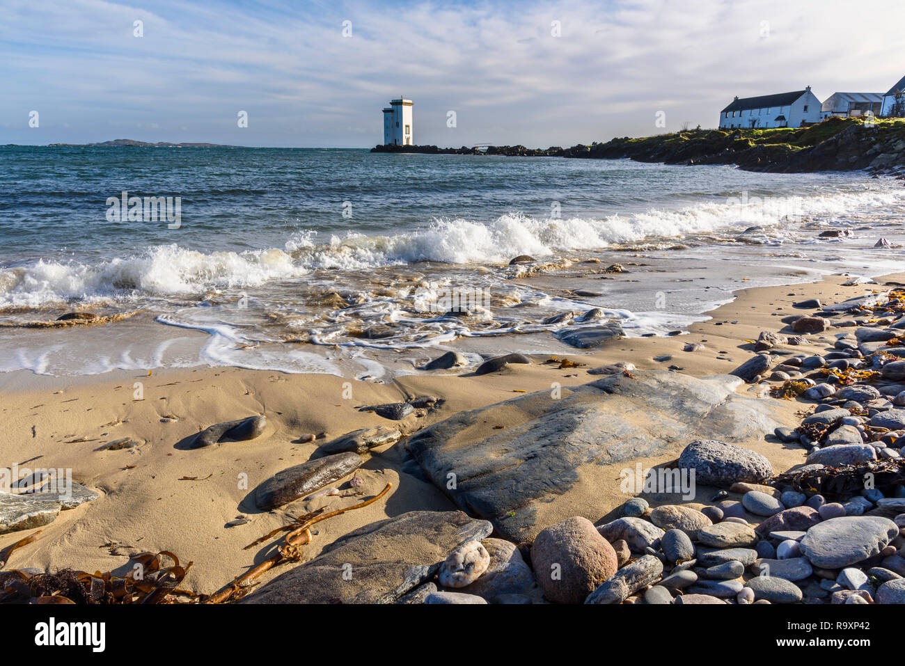 Carraig Fhada lighthouse, near Port Ellen, Islay, Inner Hebrides ...