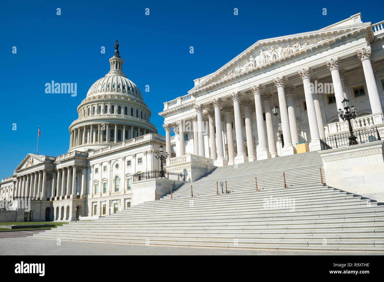 Wide empty view of the Capitol Building in Washington DC, USA under ...