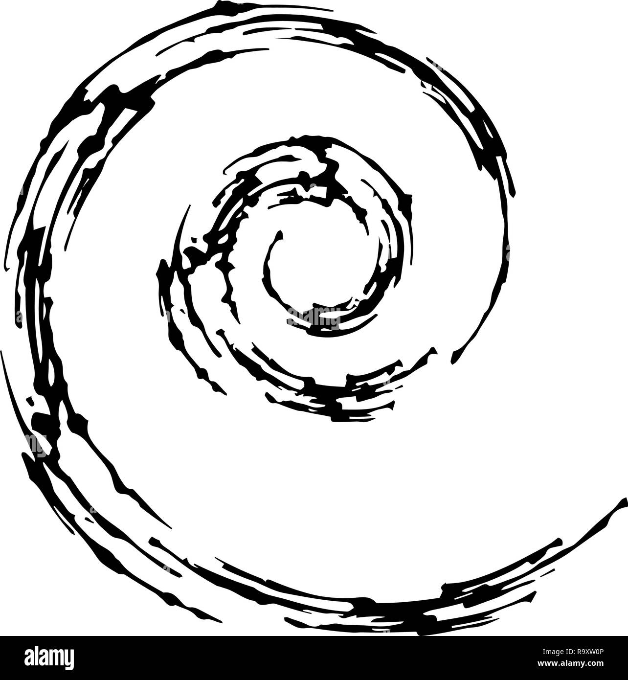 Hand drawn vector spiral in original style isolated on white Stock ...