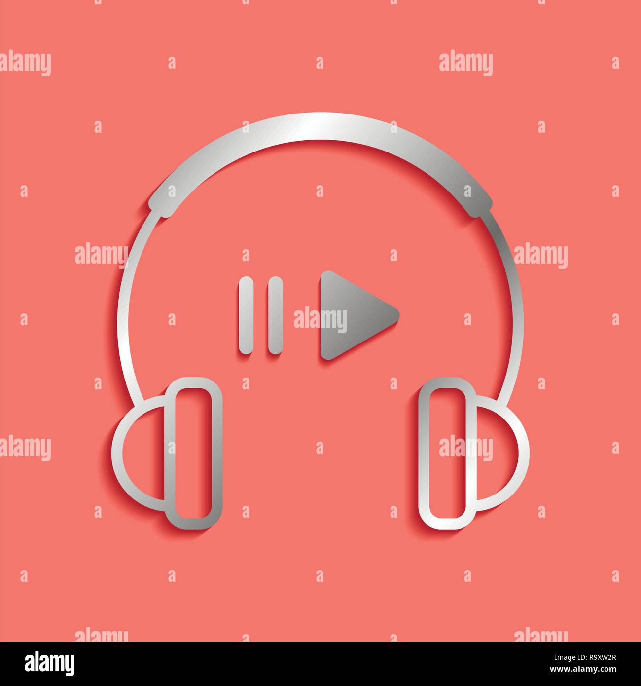 Colorful vector header design with headphones and music buttons with ...