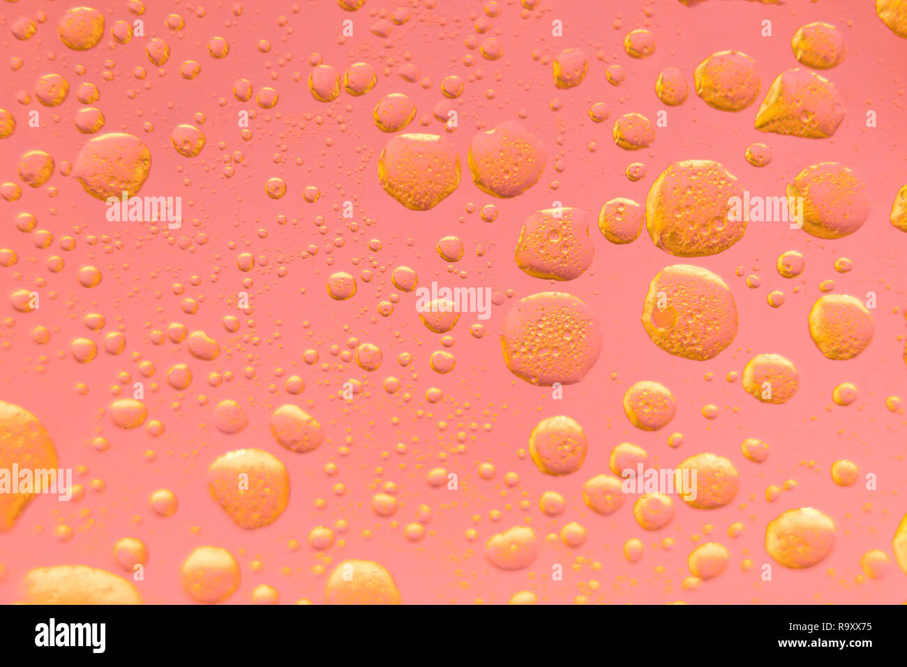 Oil mixed in water on a colorful background. Photographed in close up ...