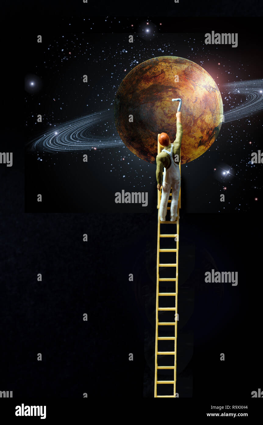 Ambitious painter climbs ladder to the moon conceptual metaphor for ...