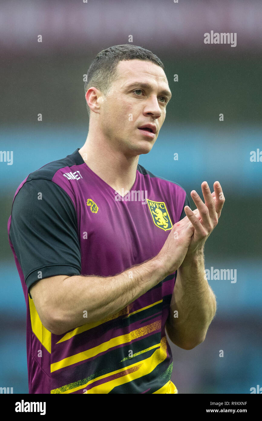 James Chester of Aston Villa pre match during the Sky Bet Championship ...