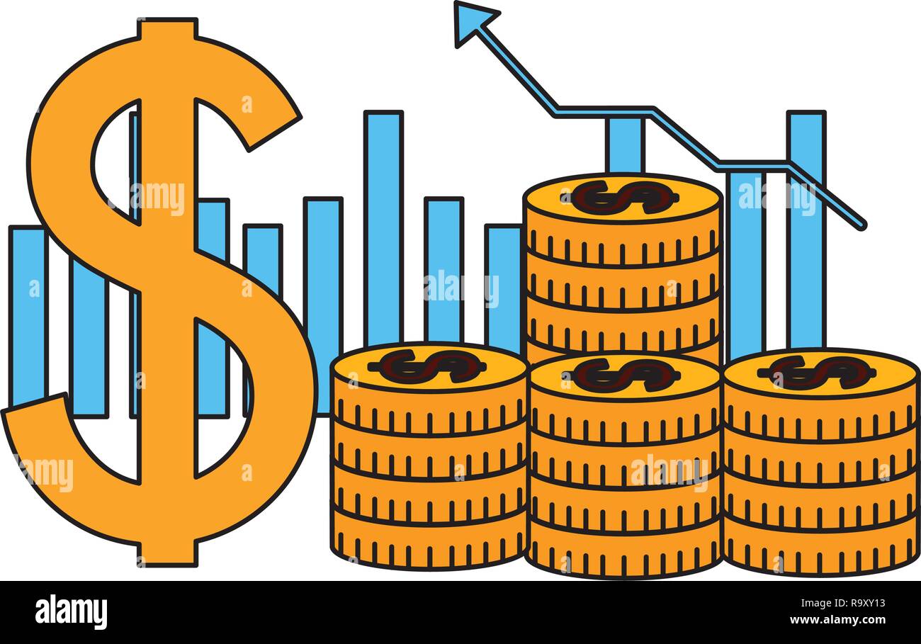 business dollar coins money chart bar Stock Vector Image & Art - Alamy