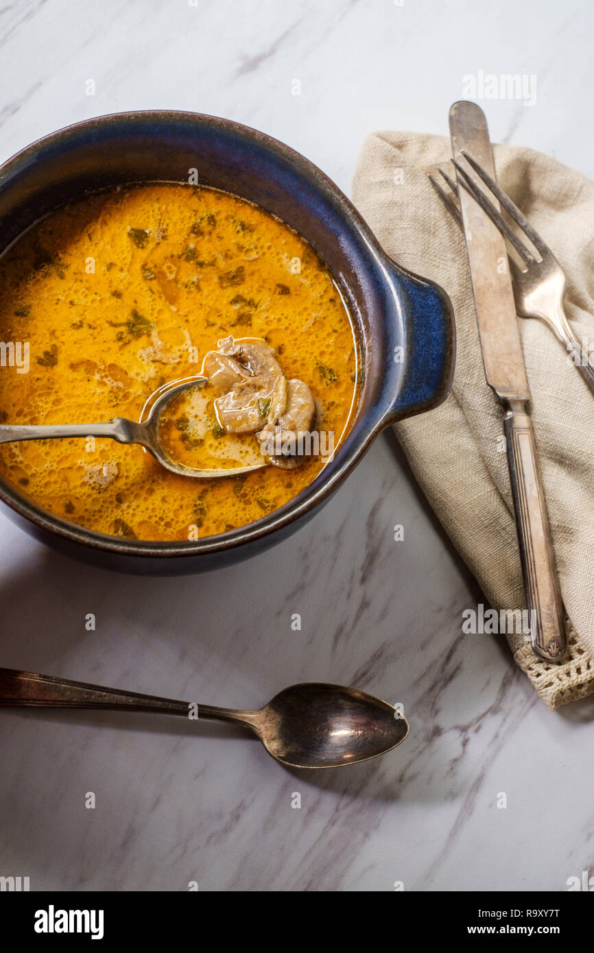 Authentic Rich And Creamy Hungarian Mushroom Soup With Paprika Flavor