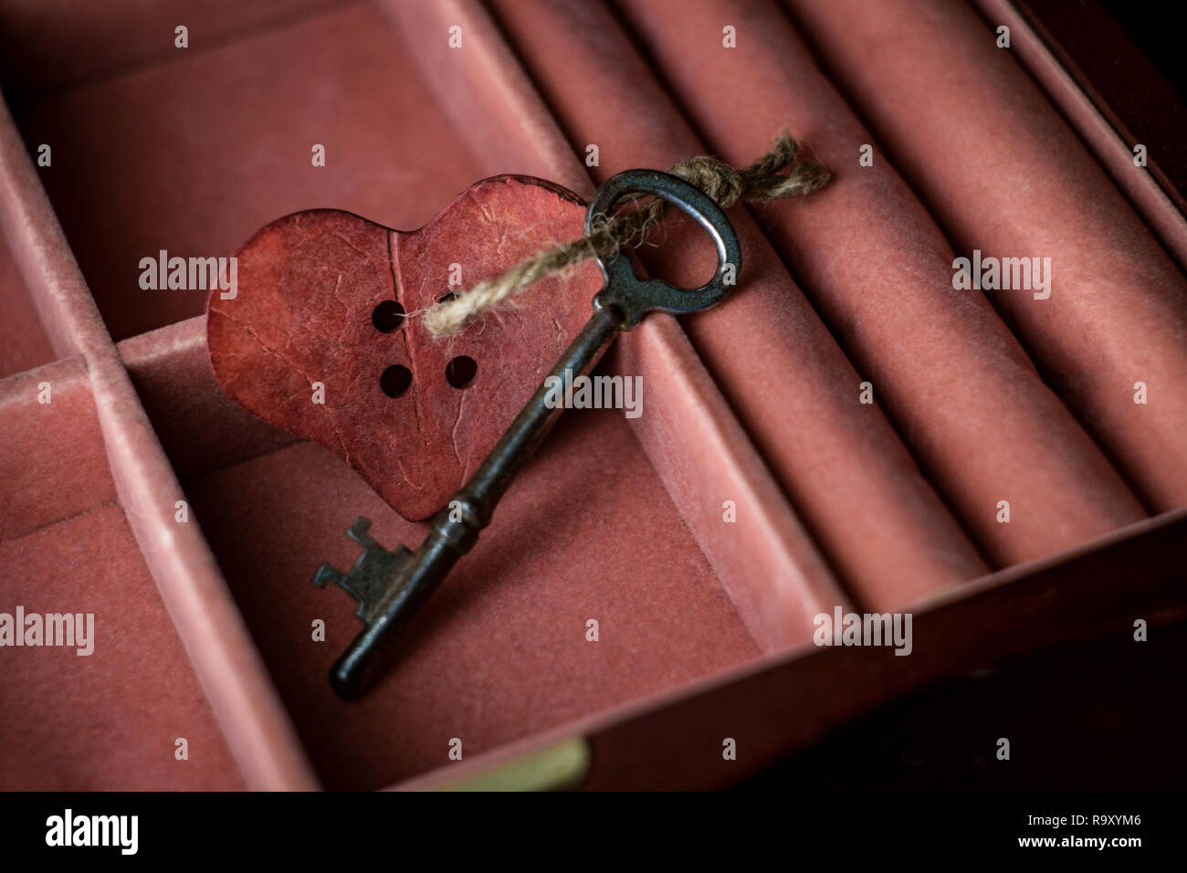 Key to my heart concept with antique skeleton key and rustic wooden ...