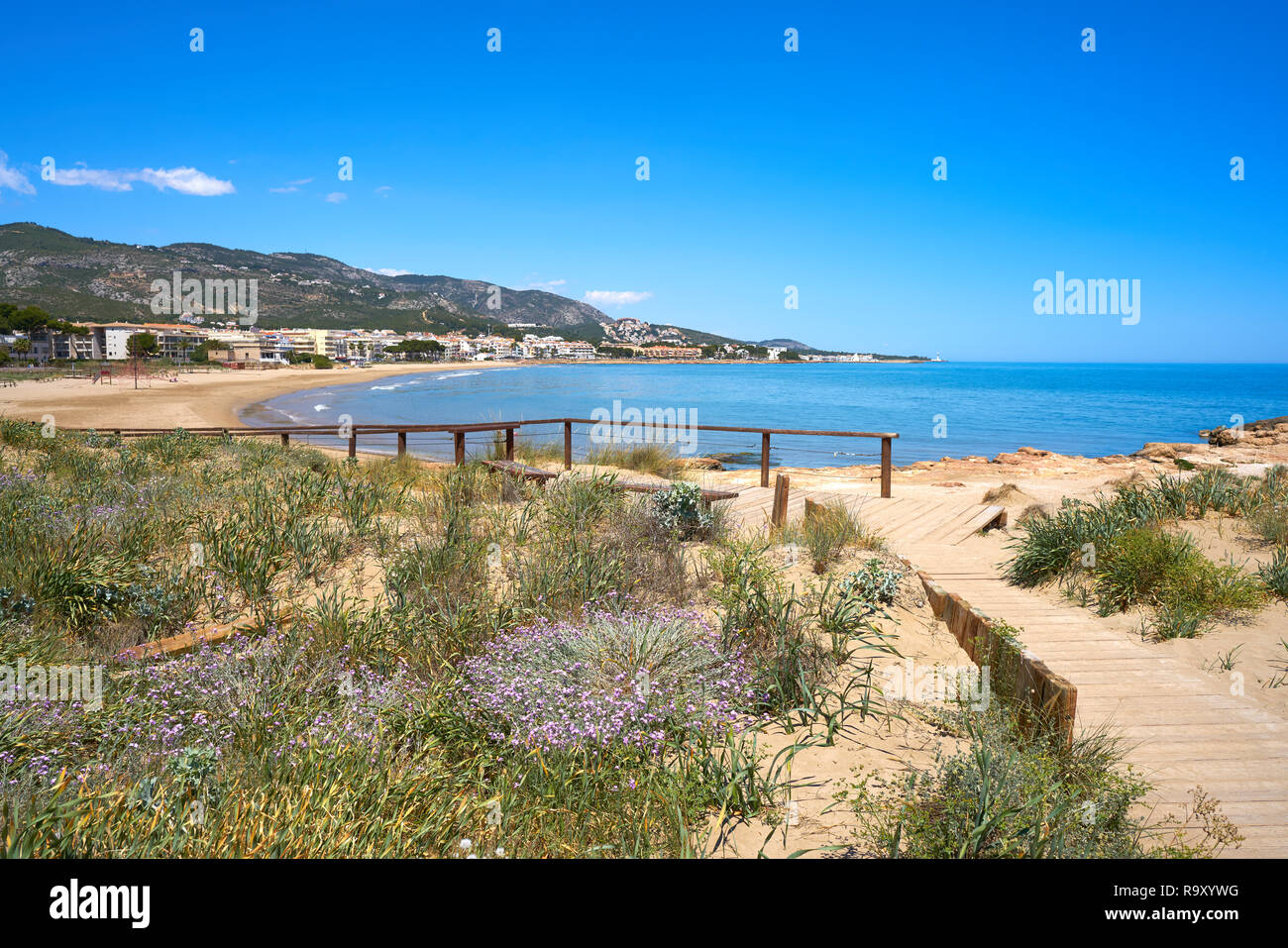 Playa beach in Alcossebre also Alcoceber in Castellon of Spain Stock ...