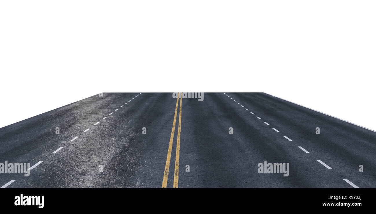 paved road isolated on white background 3d illustration Stock Photo - Alamy