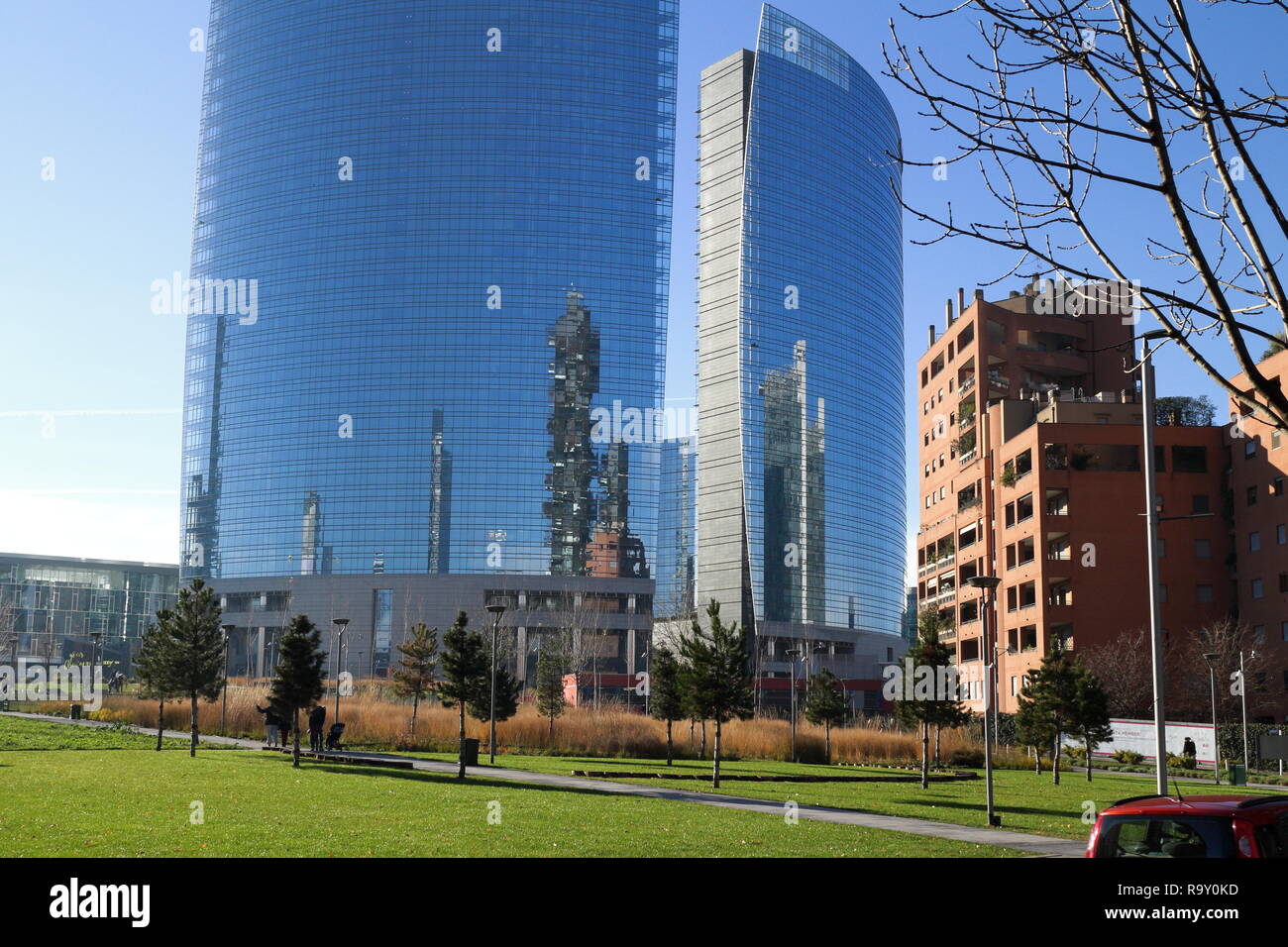 Milan, Italy - View of the skyscrapers of Milan and the Unicredit Tower ...