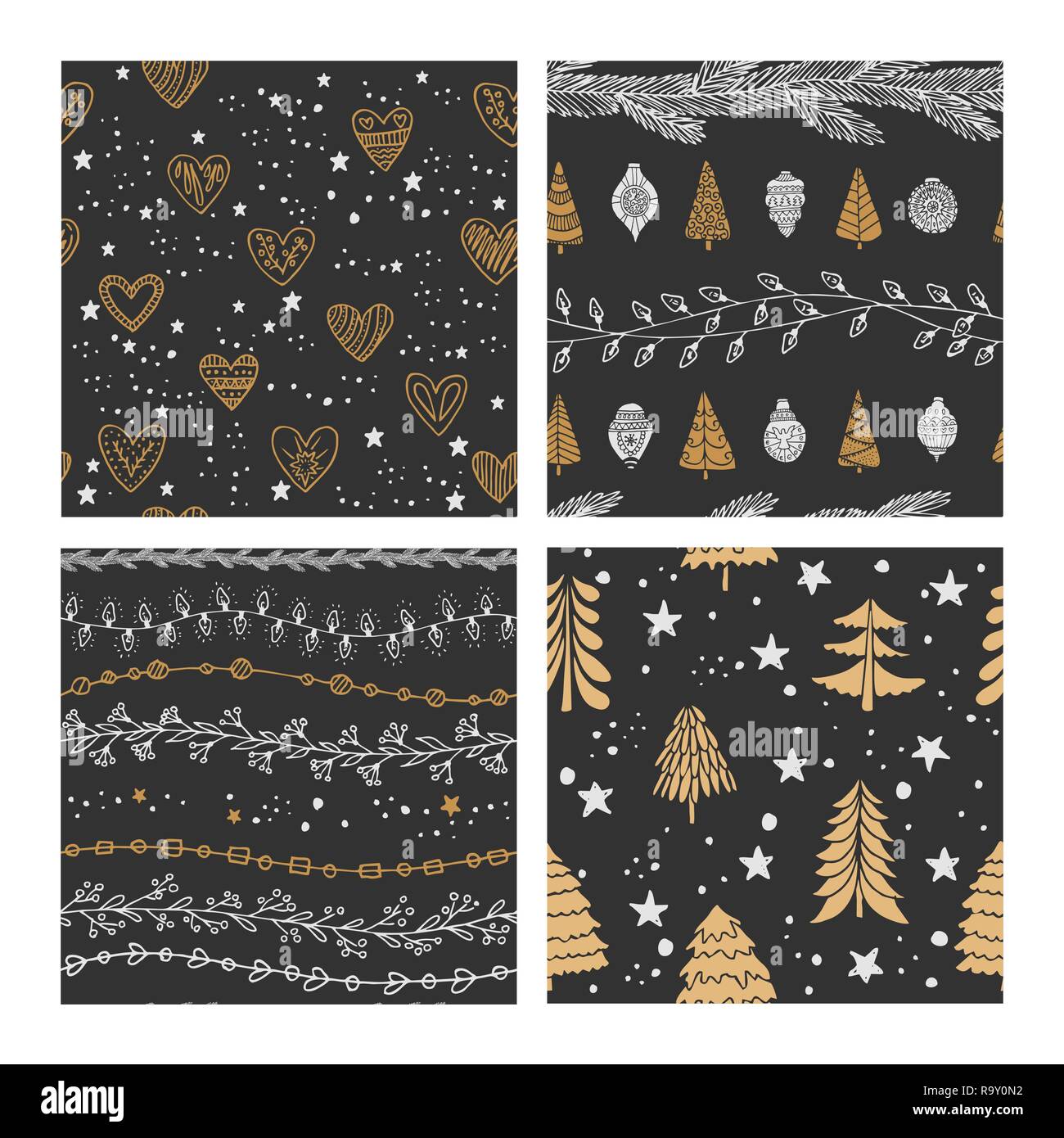 Beautiful seamless Christmas and winter patterns, drawn by hand. Many ...