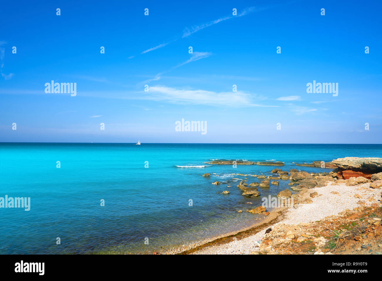 Denia beach of Las Rotas in Alicante Spain Stock Photo - Alamy