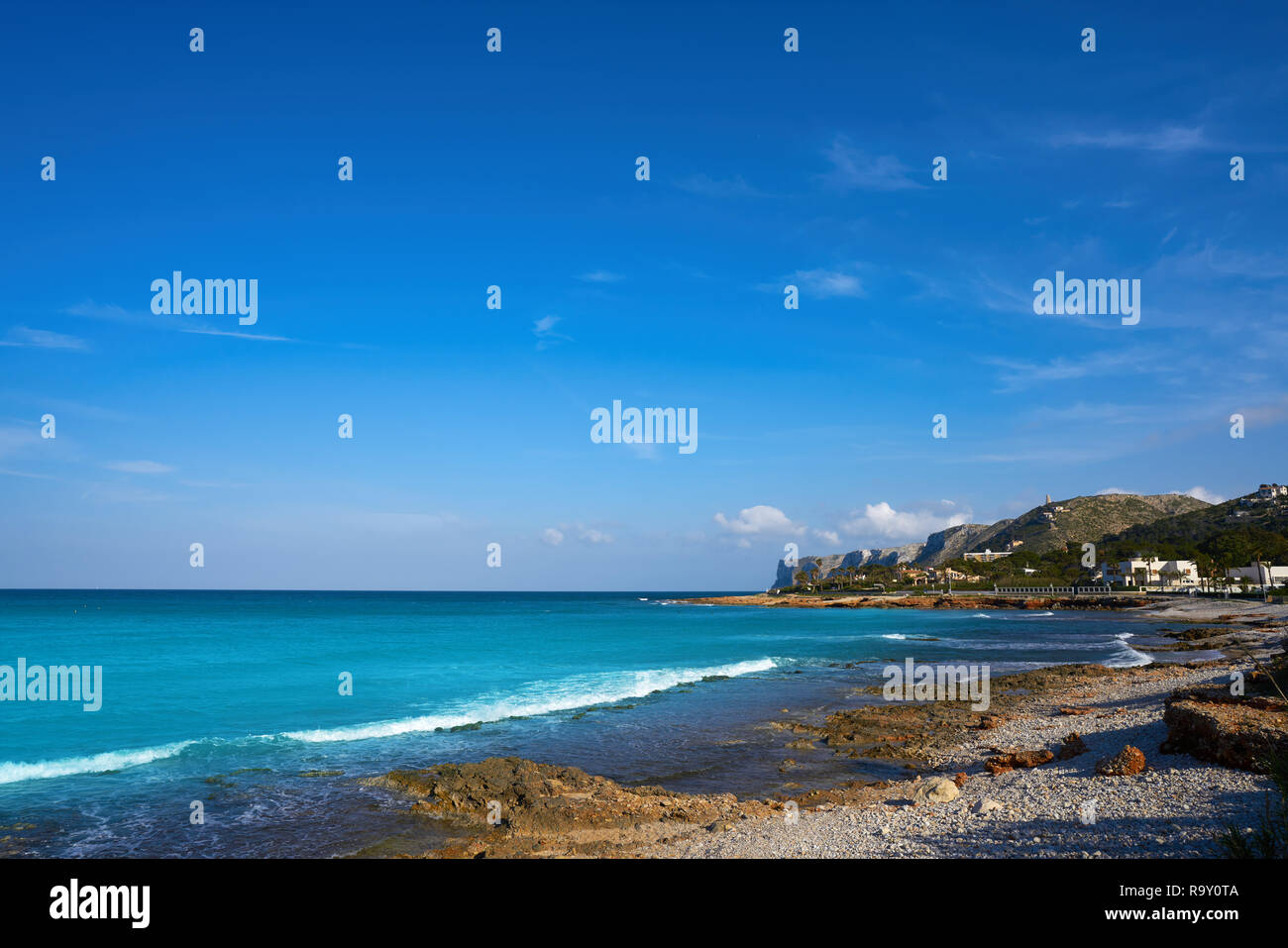 Denia beach of Las Rotas in Alicante Spain Stock Photo - Alamy