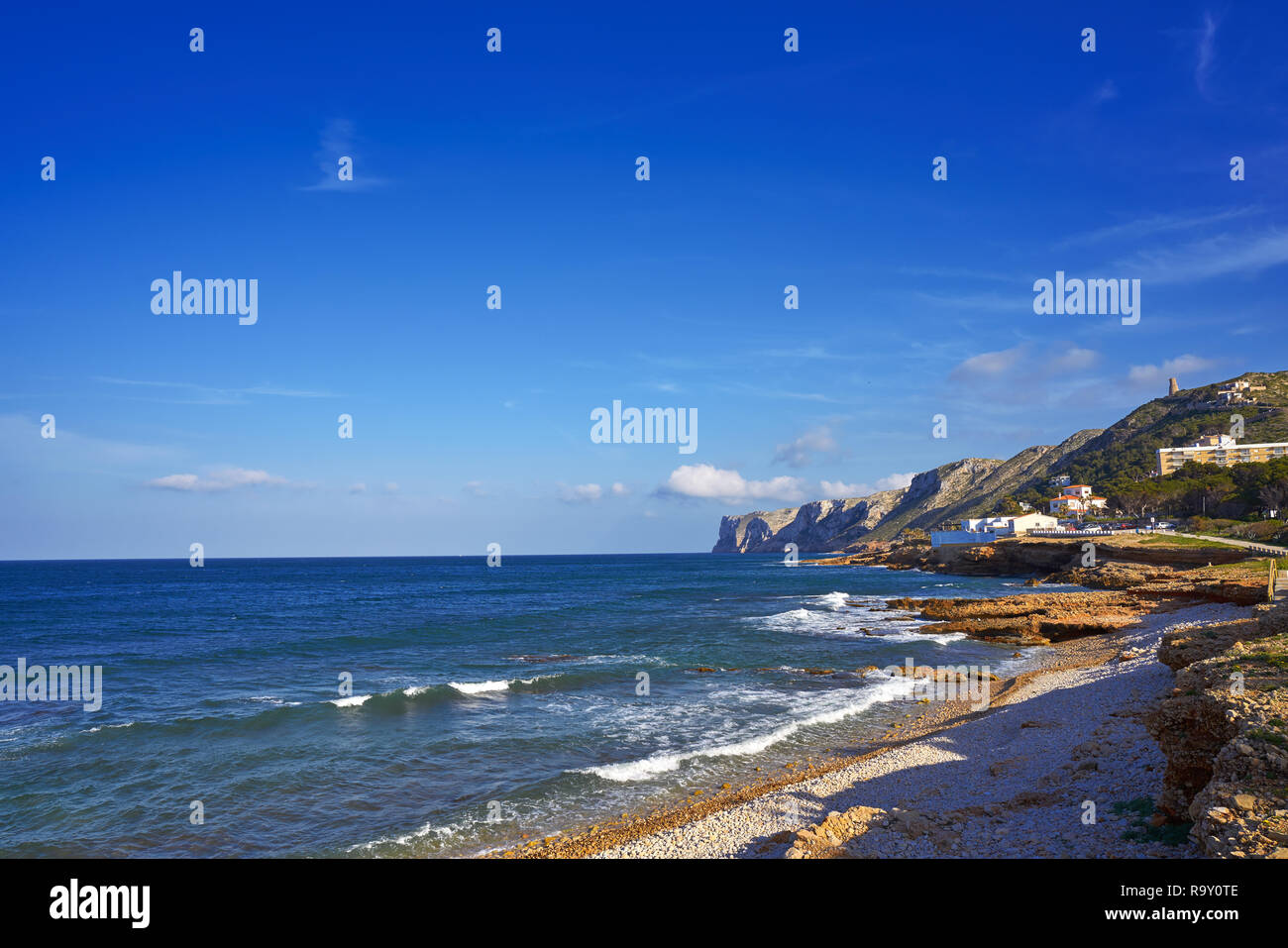 Denia beach of Las Rotas in Alicante Spain Stock Photo - Alamy